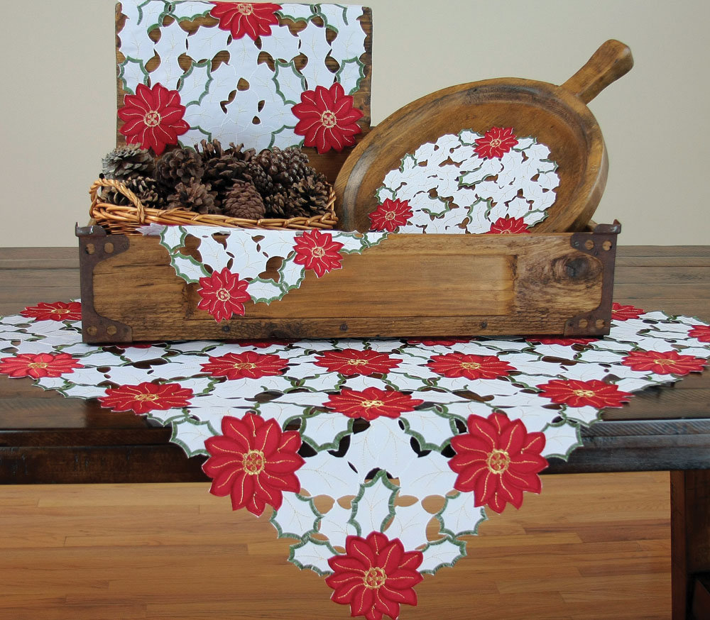 The Holiday Aisle® Samsel Embroidered Cutwork Table Topper | Wayfair