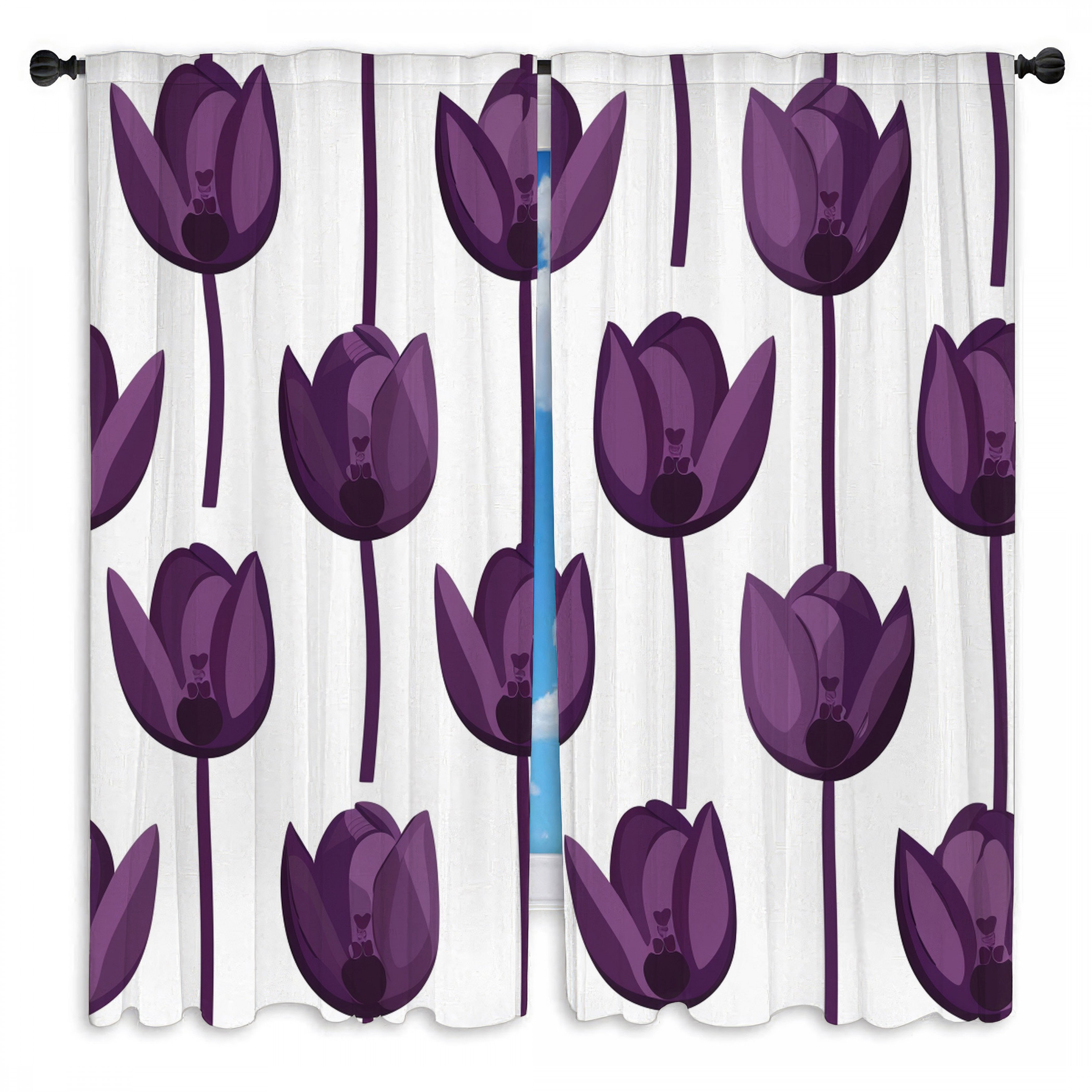 Corrigan Studio® Tulips Window Curtains Floral Contemporary Drapes - 2 ...