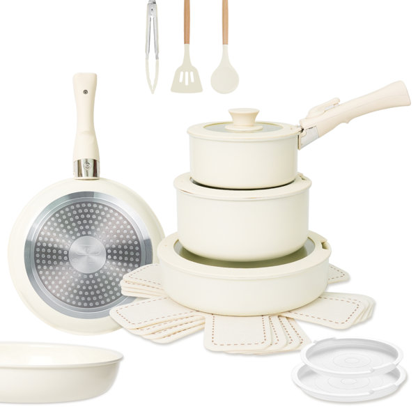 Chef Power 19pcs Cream Cake Ceramic Nonstick Pots and Pans Set ...