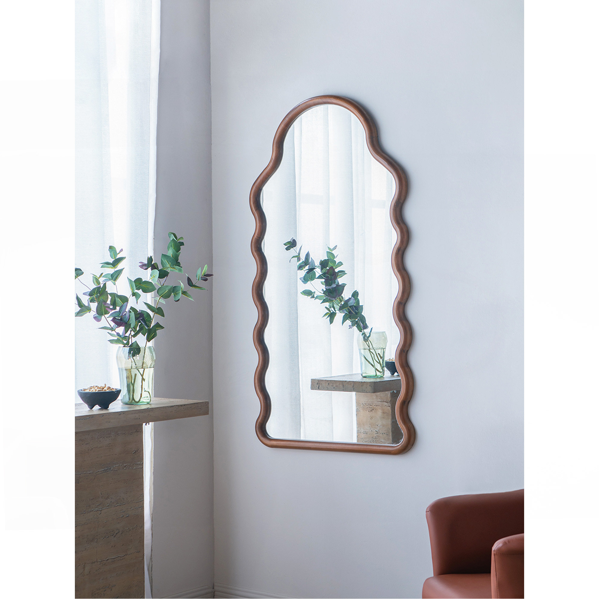 Lark Manor™ Unique Arch Wood Mirror With Sturdy Frame And Crystal-Clear ...