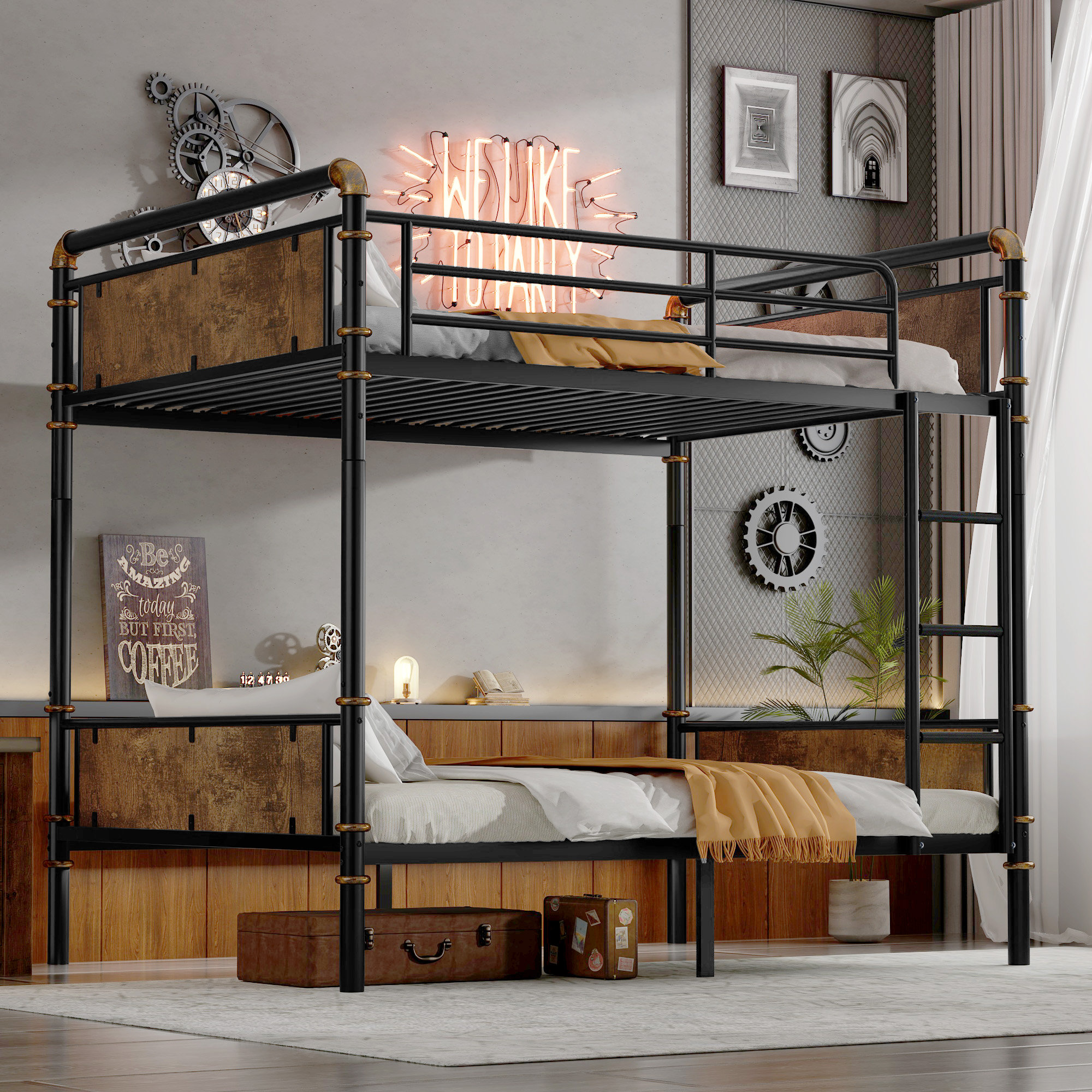 Mason & Marbles Lit simple superposé simple en métal XL, lits industriels superposés - Wayfair ...