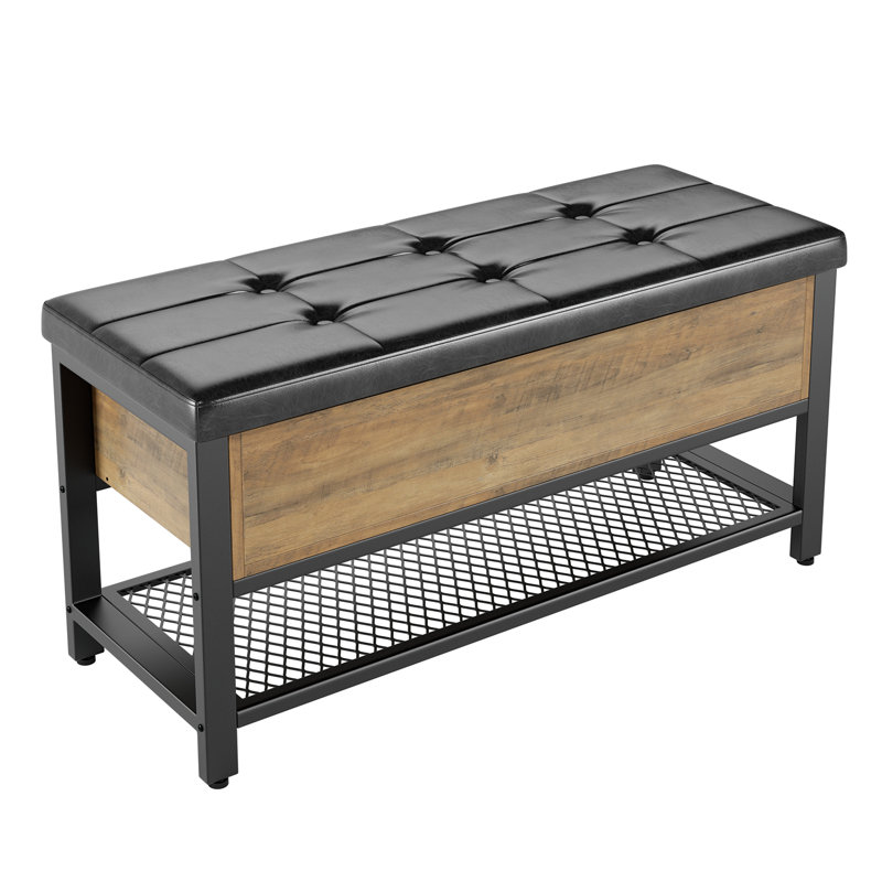 Williston Forge Beaverson Faux Leather Metal Storage Bench & Reviews ...