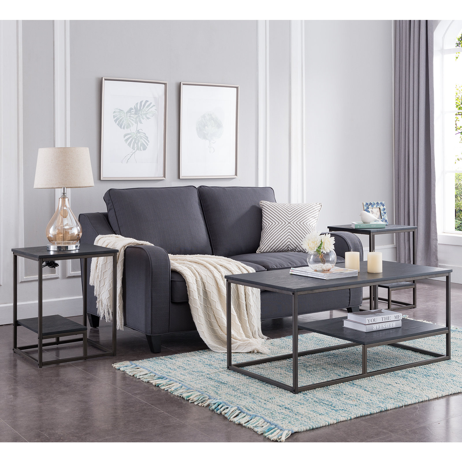 Ebern Designs Hotwells 3-Piece Occasional Table Set, Coffee Table & 2 ...