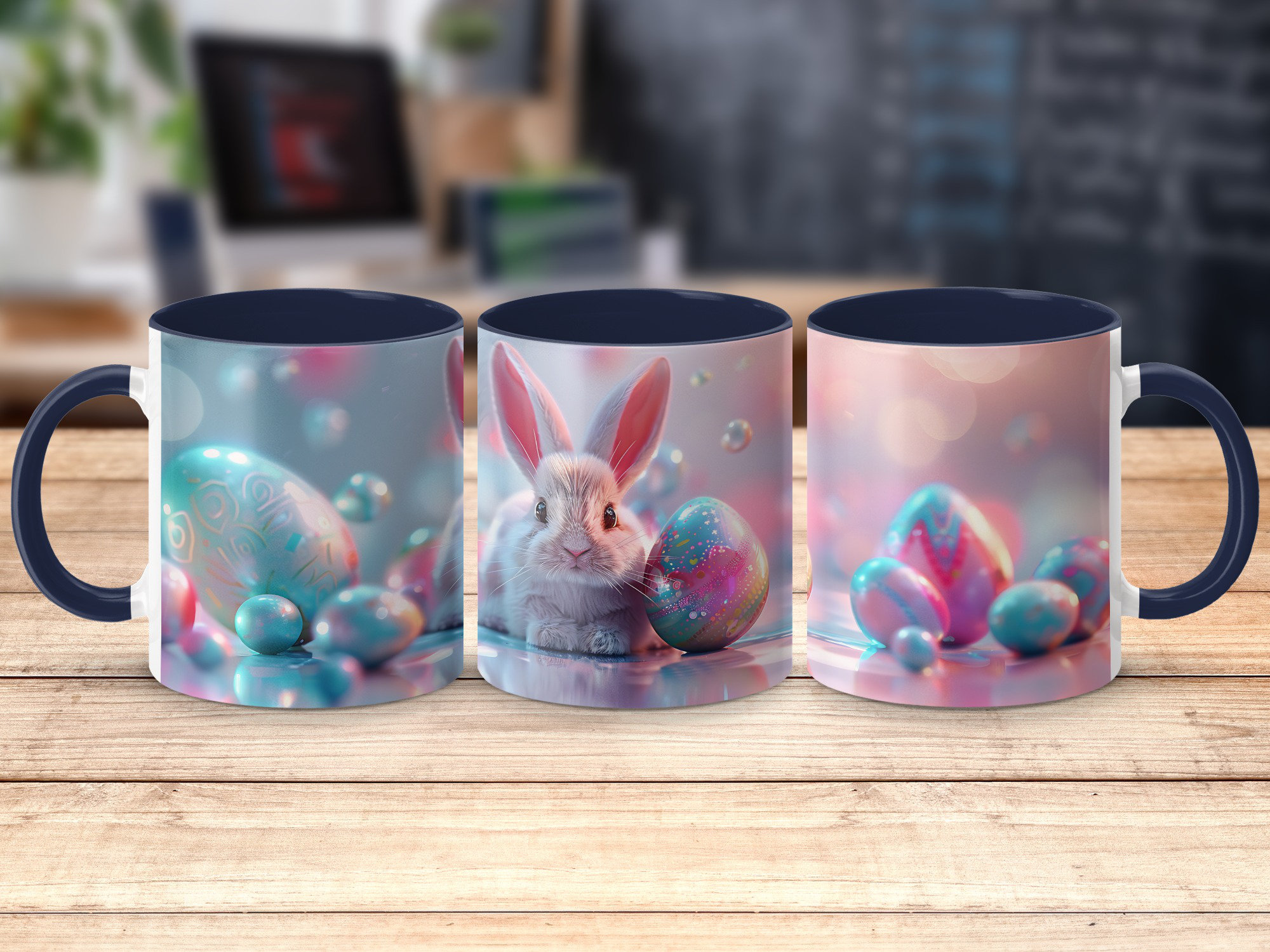 East Urban Home Colourful 3D Design 11oz Accent Mugs – White Ceramic ...