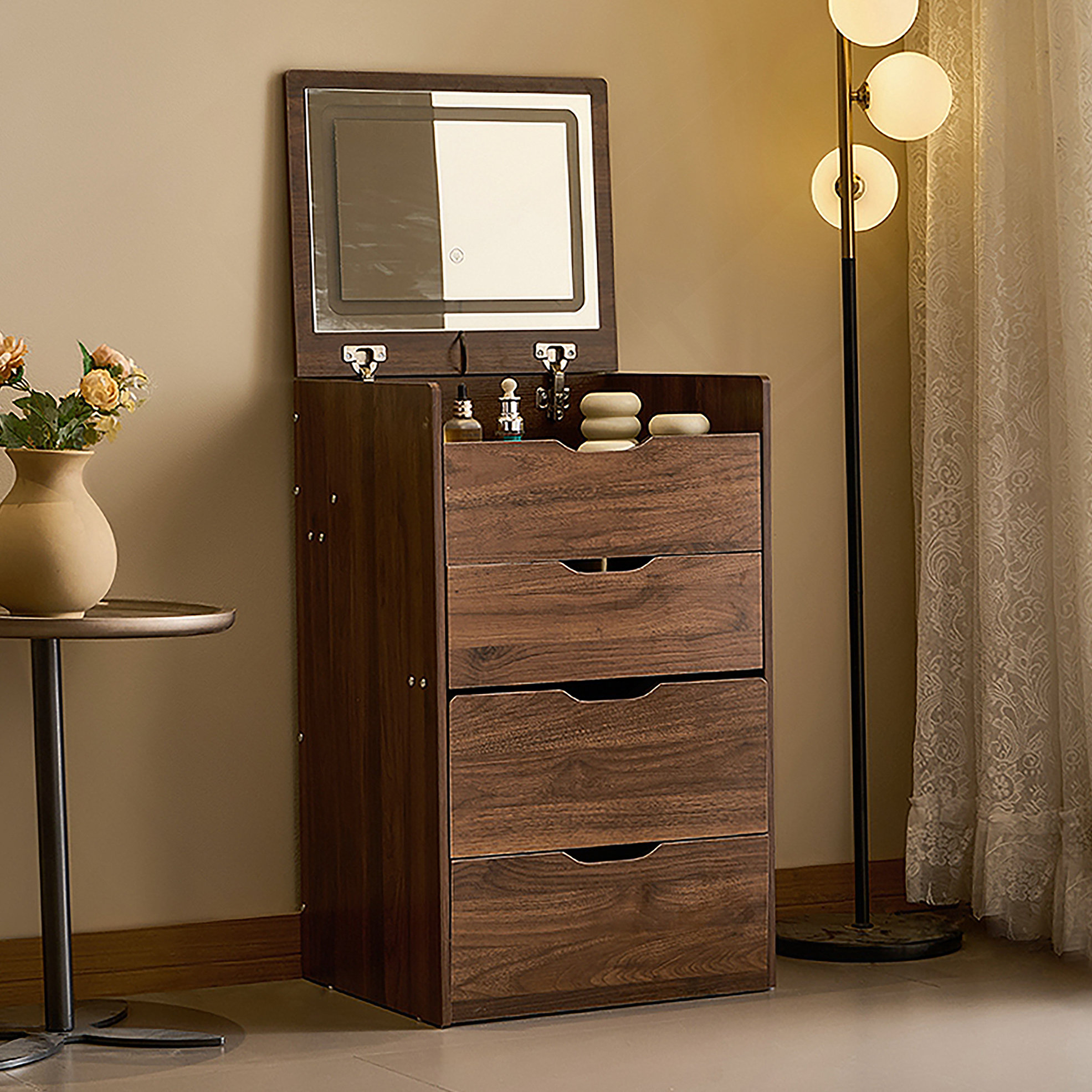 Wrought Studio™ 3 In 1 Vanity Desk With Flip Top Mirror, Small Make Up ...