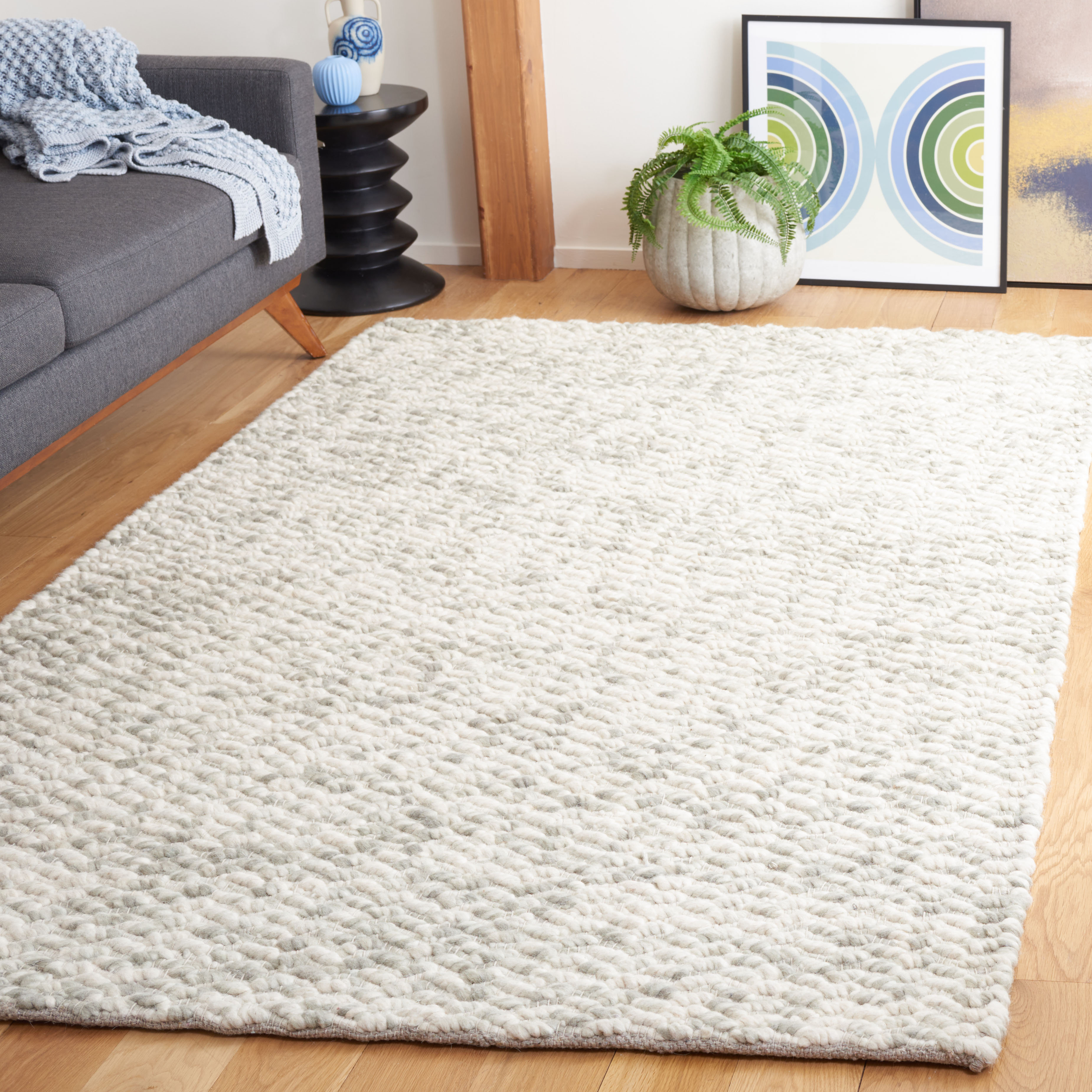 Wade Logan® Belizaire Abstract Hand Loomed Wool Area Rug in Green/Ivory ...