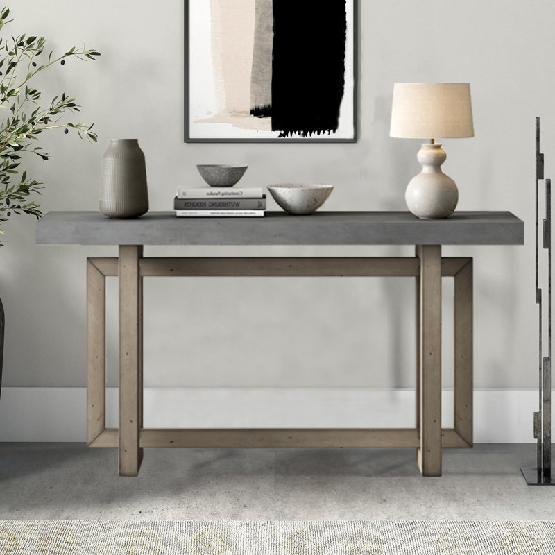 17 Stories Thedrick 59" Contemporary Console Table with Wood Top, Extra ...