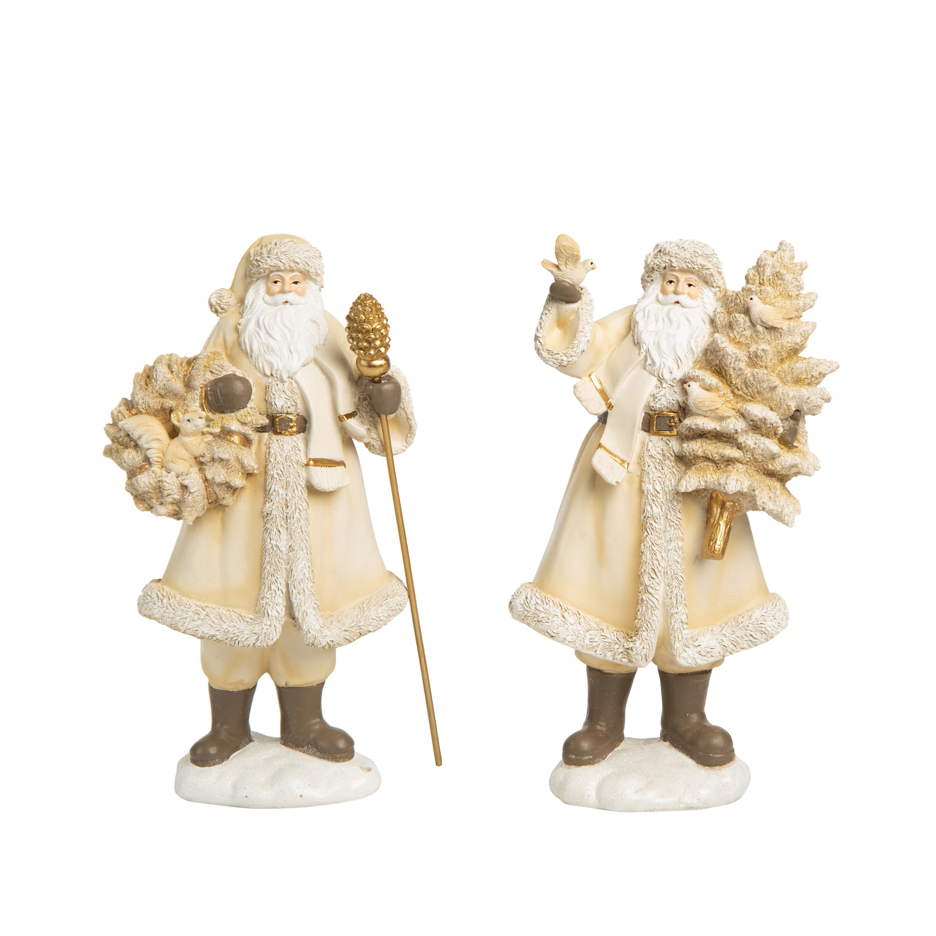 The Holiday Aisle® Resin Gilded Santa Decor Set of 2 Christmas Home ...