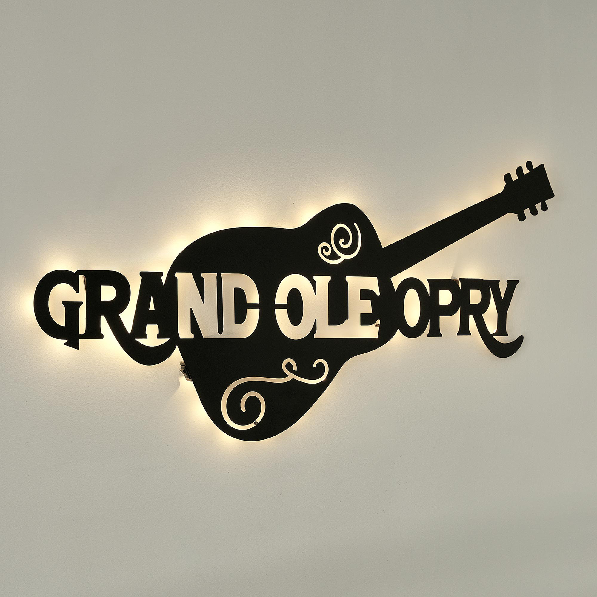 Grand Ole Opry Laser Cut Guitar Backlit LED Metal Wall Sign - 36" | Wayfair