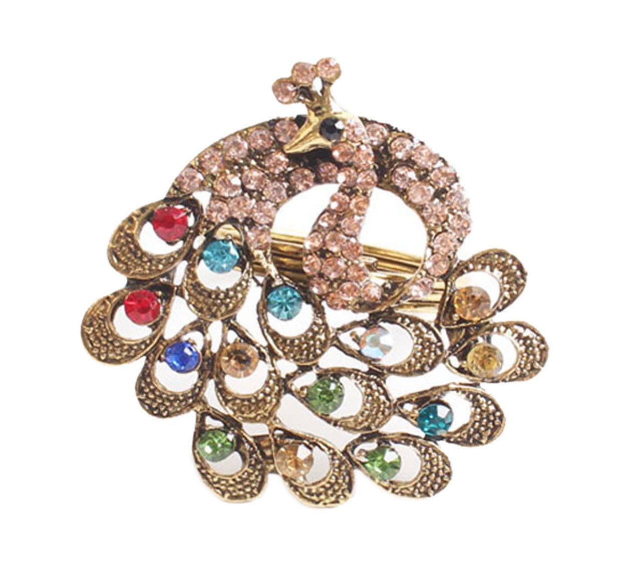 House of Hampton® Multicolor Bejeweled Design Peacock Metal Napkin ...