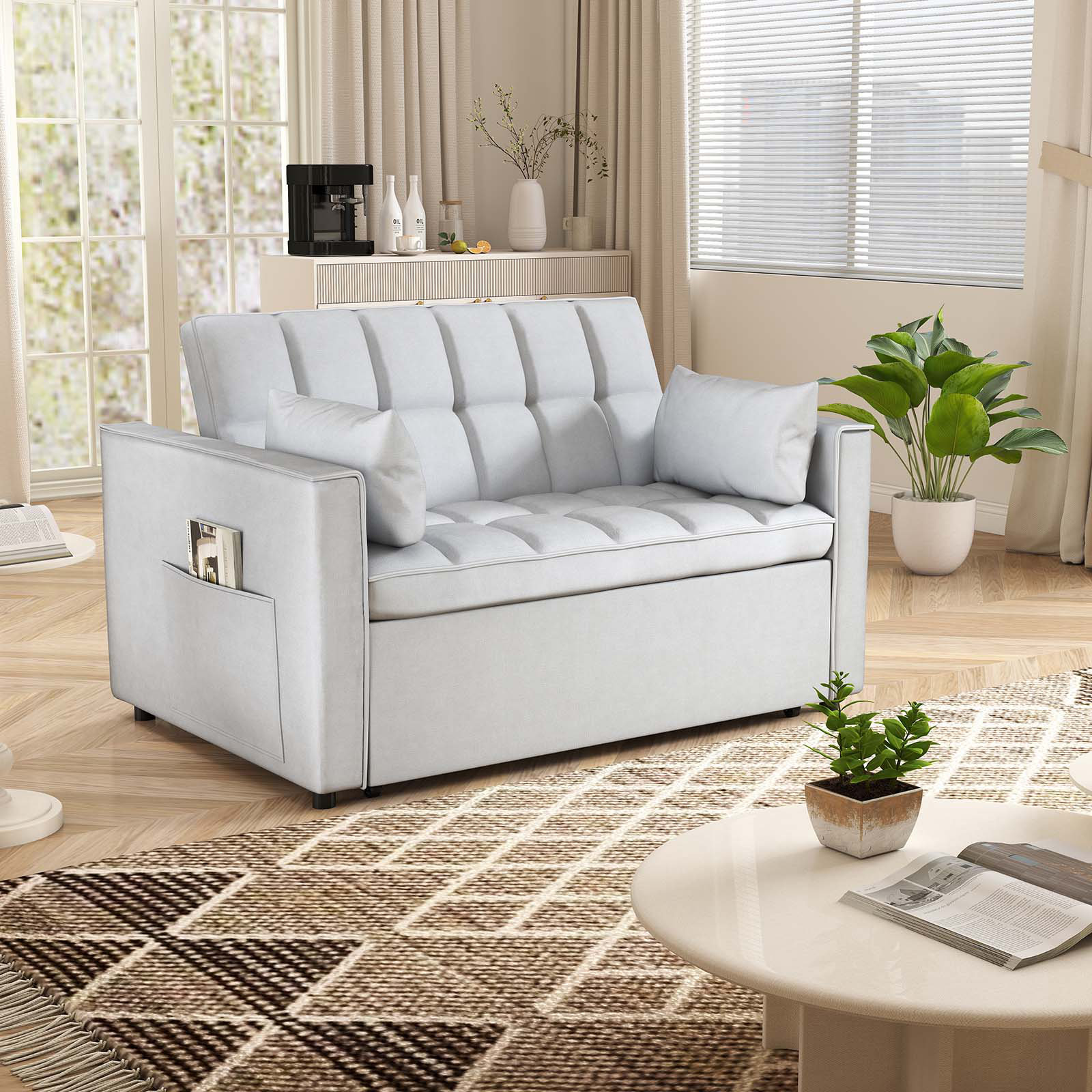 Ebern Designs 3 In 1 Convertible Sleeper Sofa Bed: Modern Pull Out ...