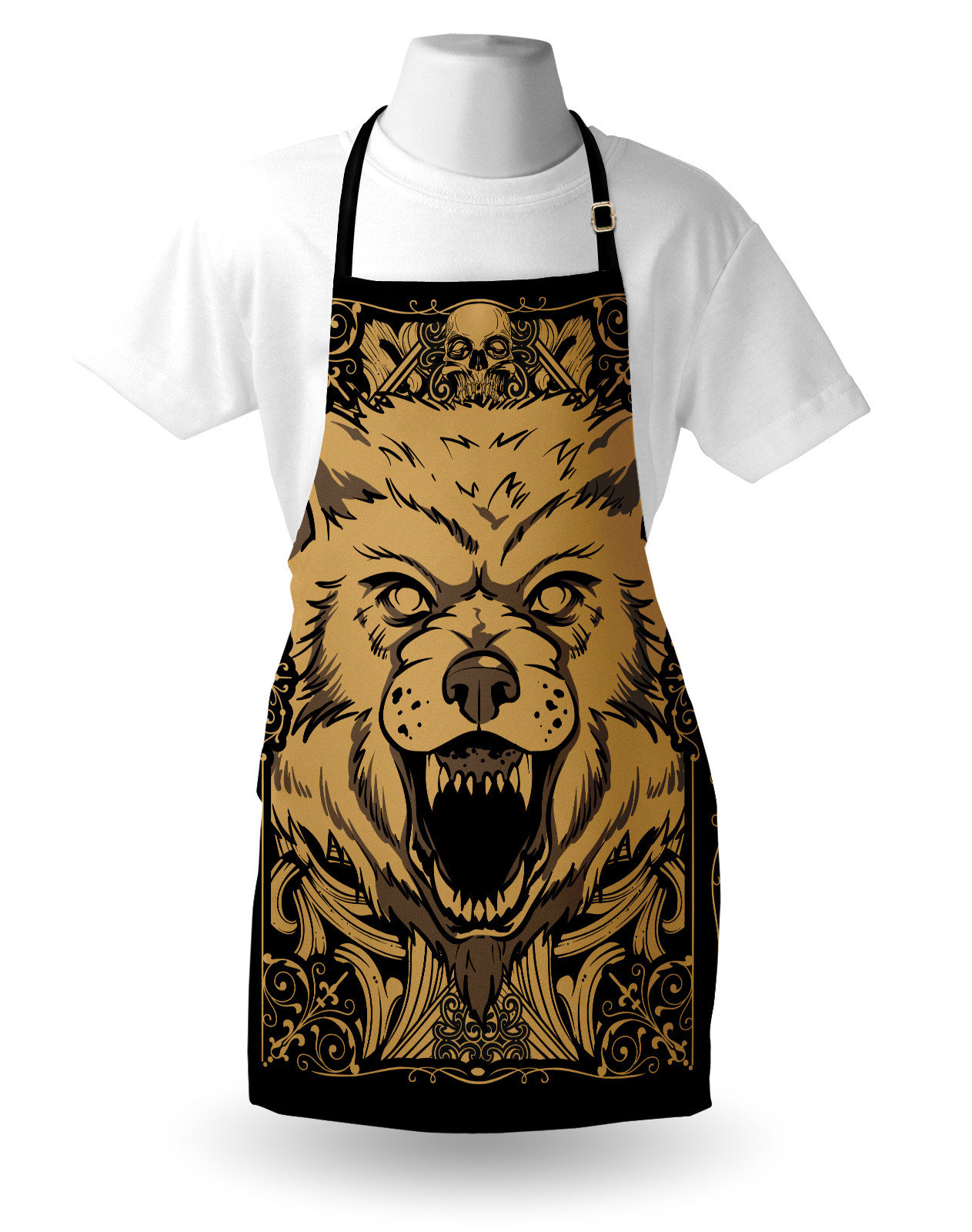 East Urban Home Wolf Apron Unisex, Card Style Angry Animal, Adult Size ...