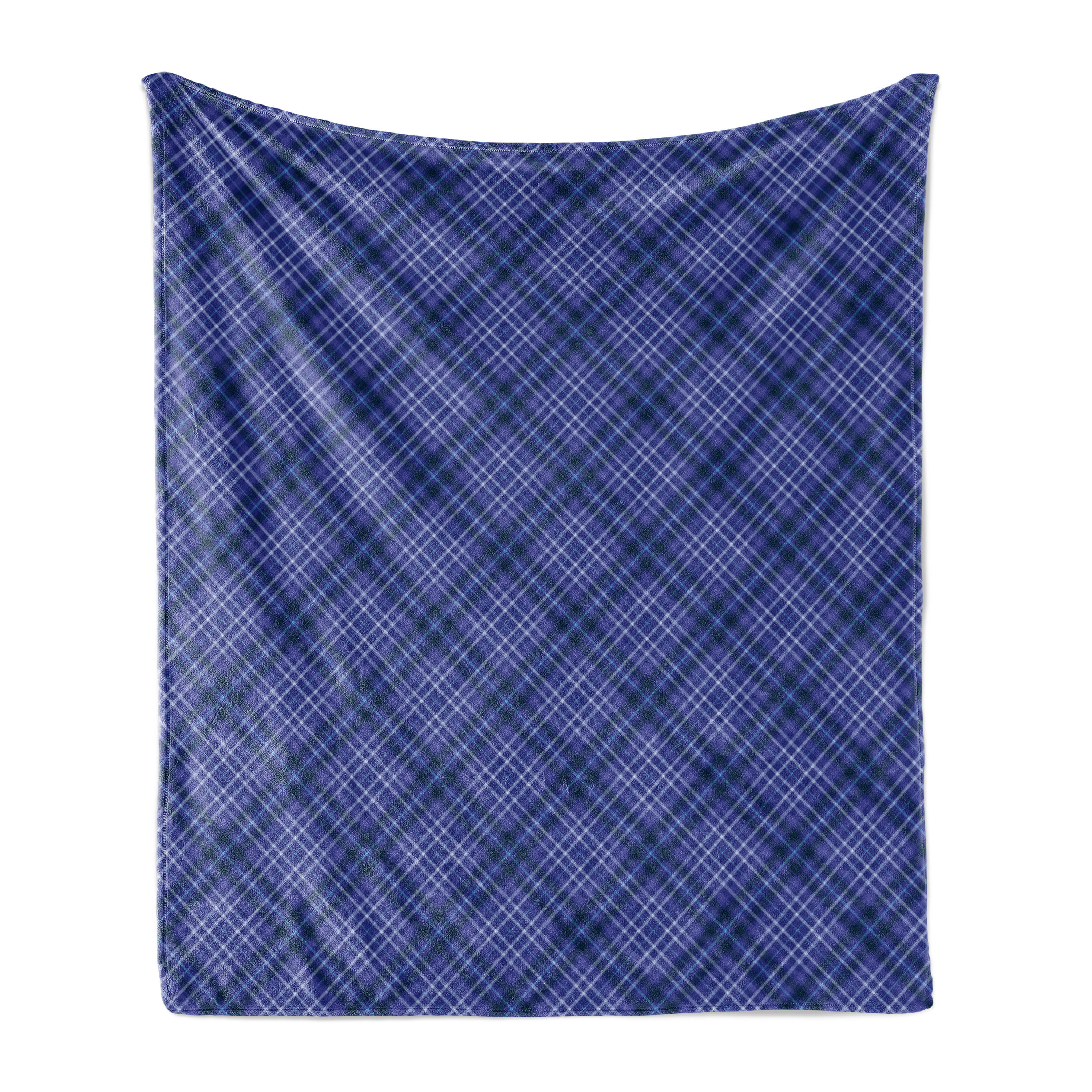 Ambesonne Geometrical Fleece Throw Blanket Blue Tones Plaid Indigo ...
