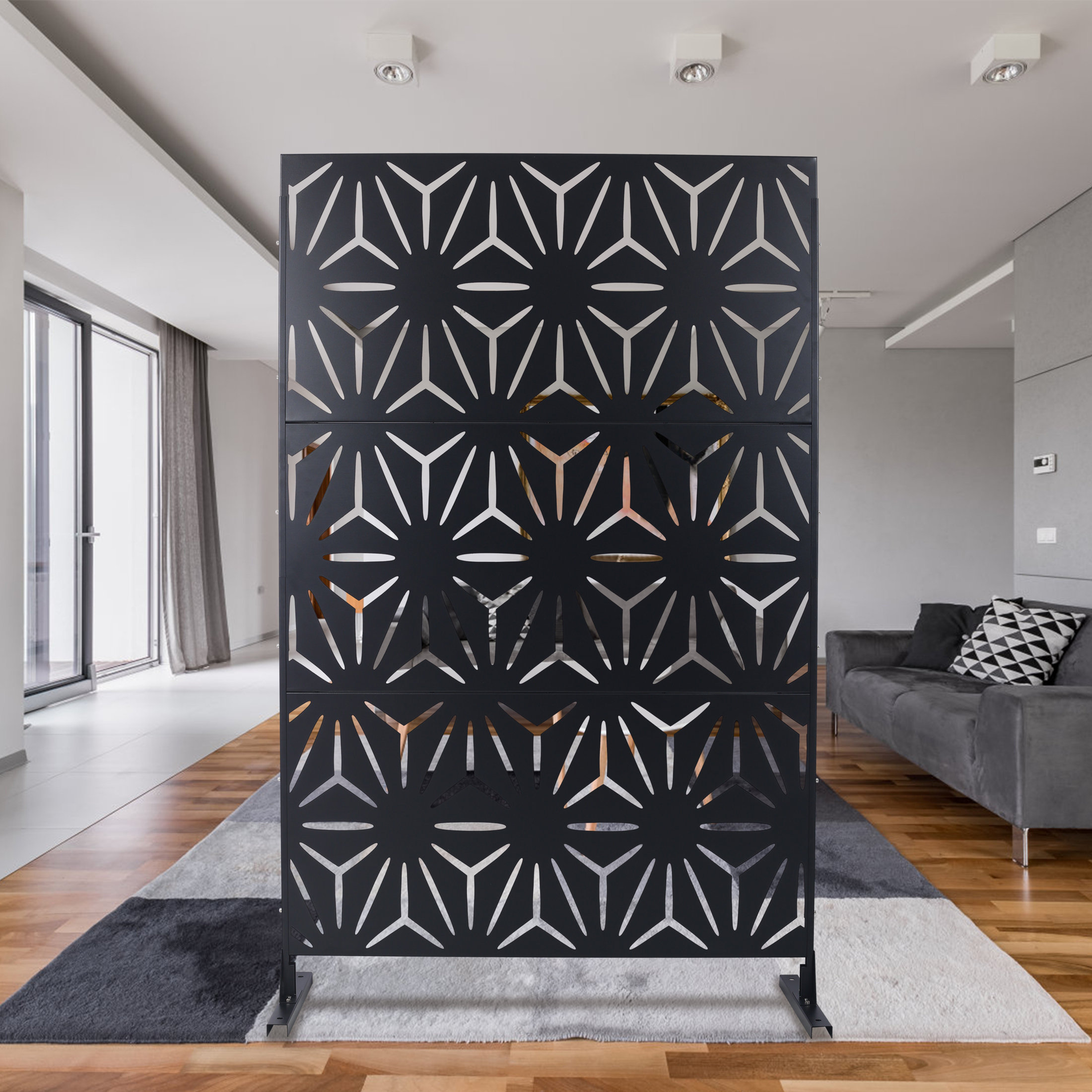 dingdangxiang Sophisticated Black Metal Privacy Screen for Outdoor ...
