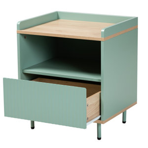 George Oliver Gingola 1 - Drawer Nightstand in Oak Brown/Mint Green ...