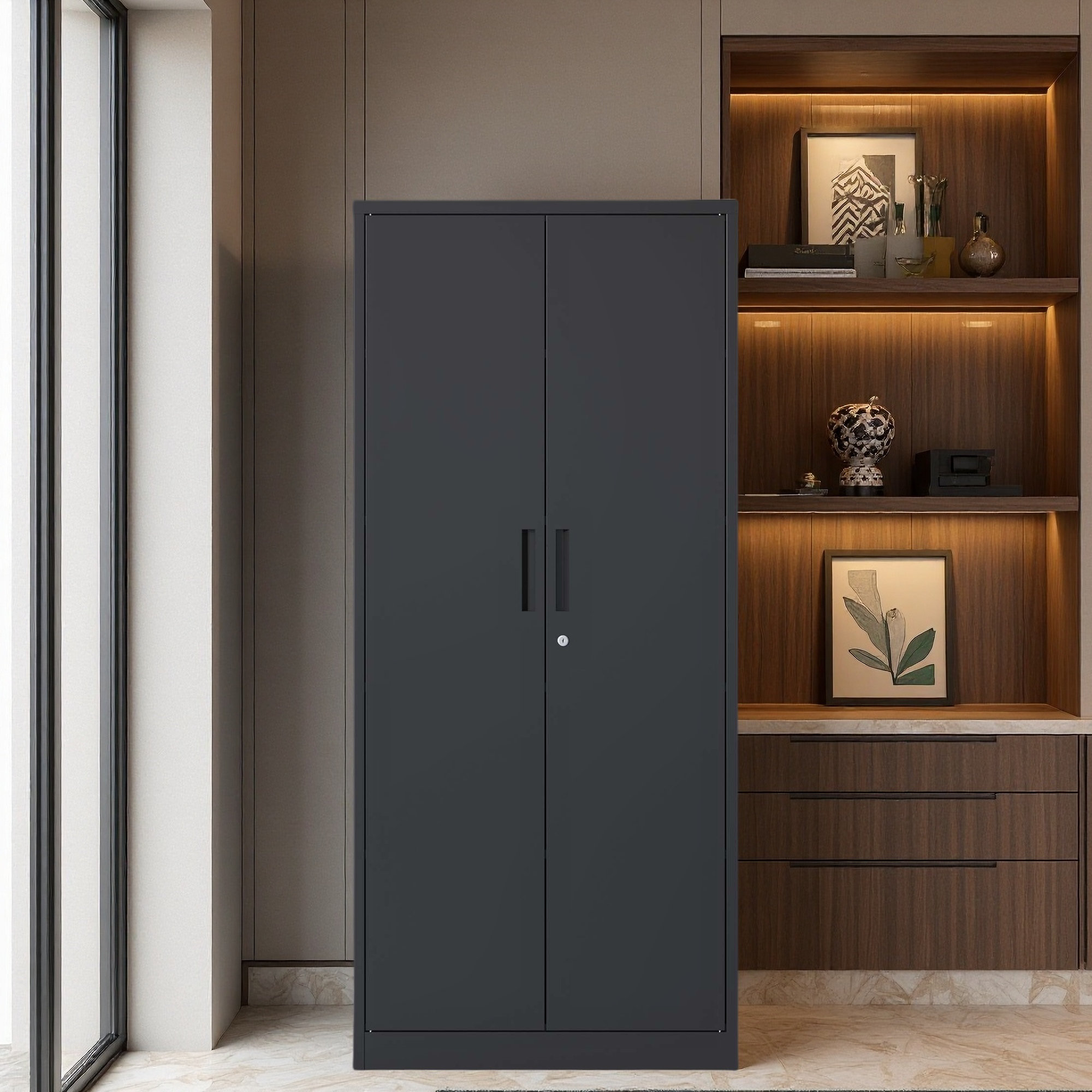 PhoebeHoliday 71"H Metal Garage Storage Cabinet, Tool Steel Locking ...