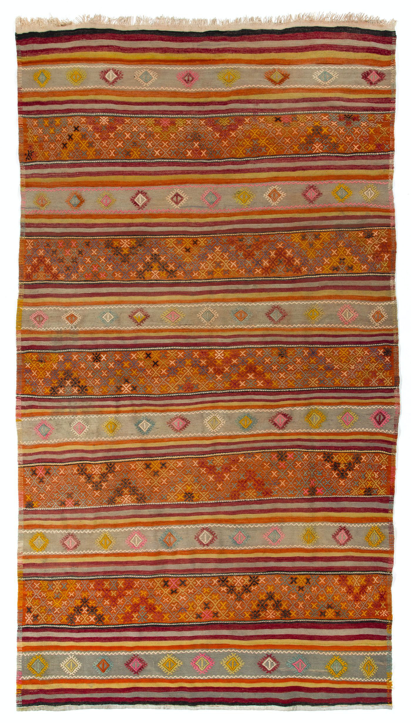 Bungalow Rose 6.3x7.8 Ft Handmade Nomadic Turkish Kilim, Flat-Woven ...