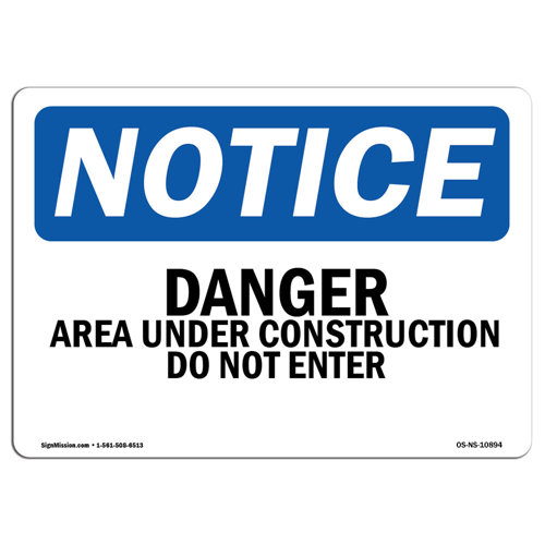 SignMission Danger Area Under Construction Do Not Enter Sign | Wayfair