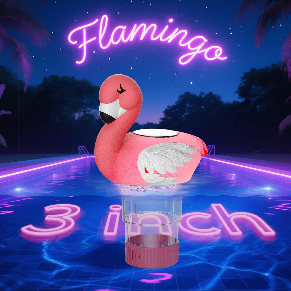 Fashion Finesse Solar Pool Chlorine Floater Pool Light Flamingo ...