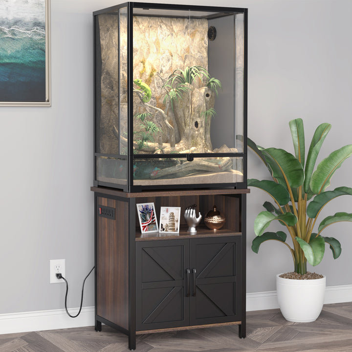 GDLF Terrarium Stand Reptile Tank Stand with Accessories Storage and ...