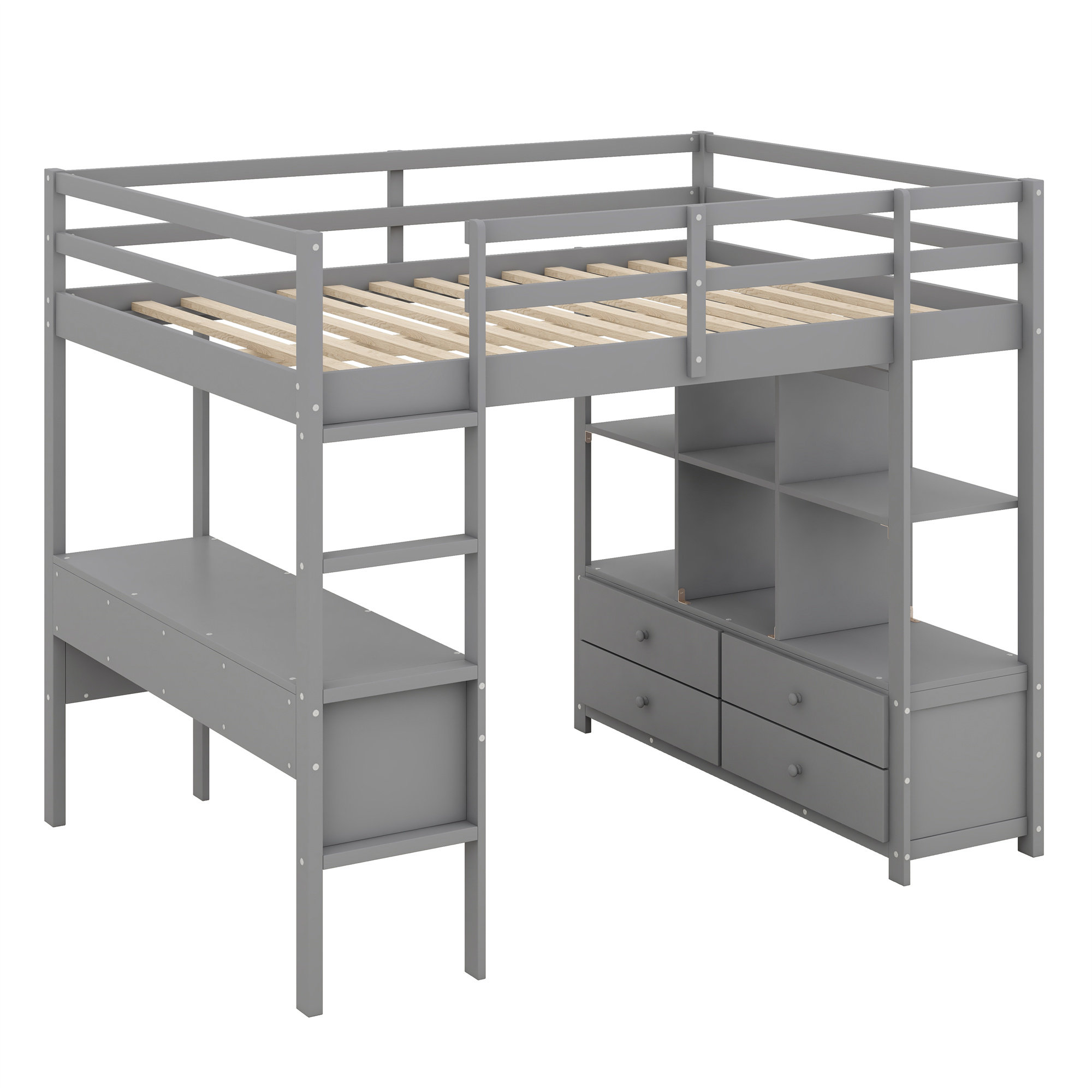 Harriet Bee Angelia Full 6 Drawer Loft Bed with Bookcase by Harriet Bee ...