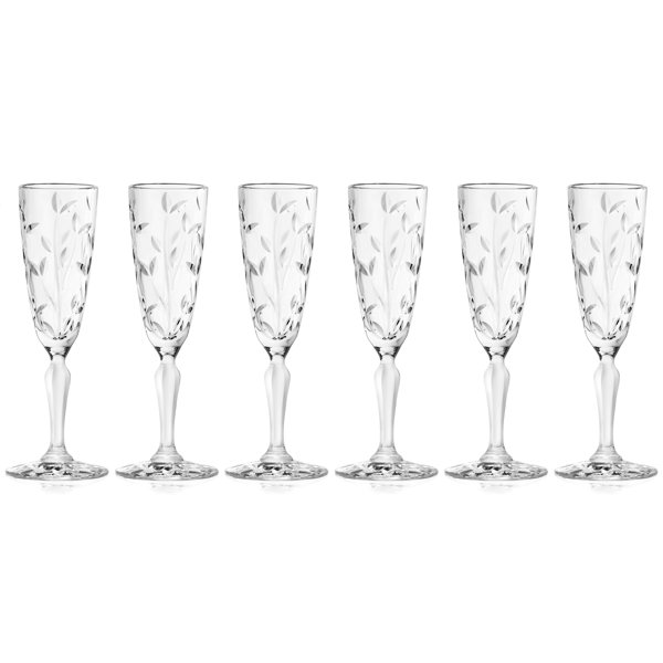Majestic Crystal 6 - Piece 5.4oz. Glass Flute Glassware Set | Wayfair
