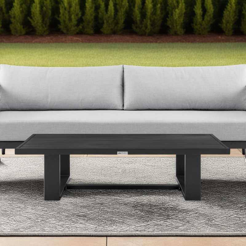 Armen Living Alegria Aluminum Outdoor Coffee Table In Black | Wayfair