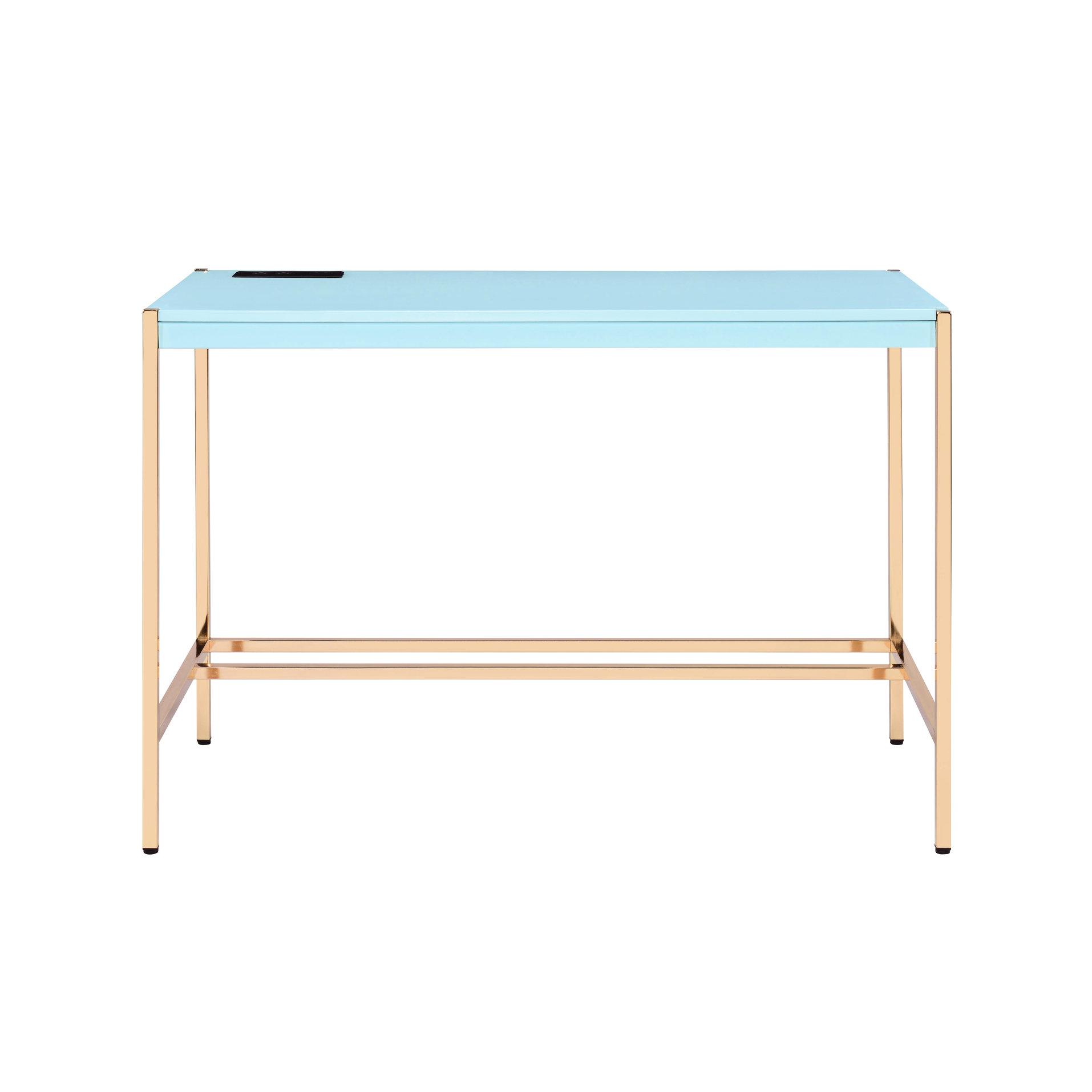 Mercer41 Rectangular Blue And Gold Desk With Ports Electrical ...