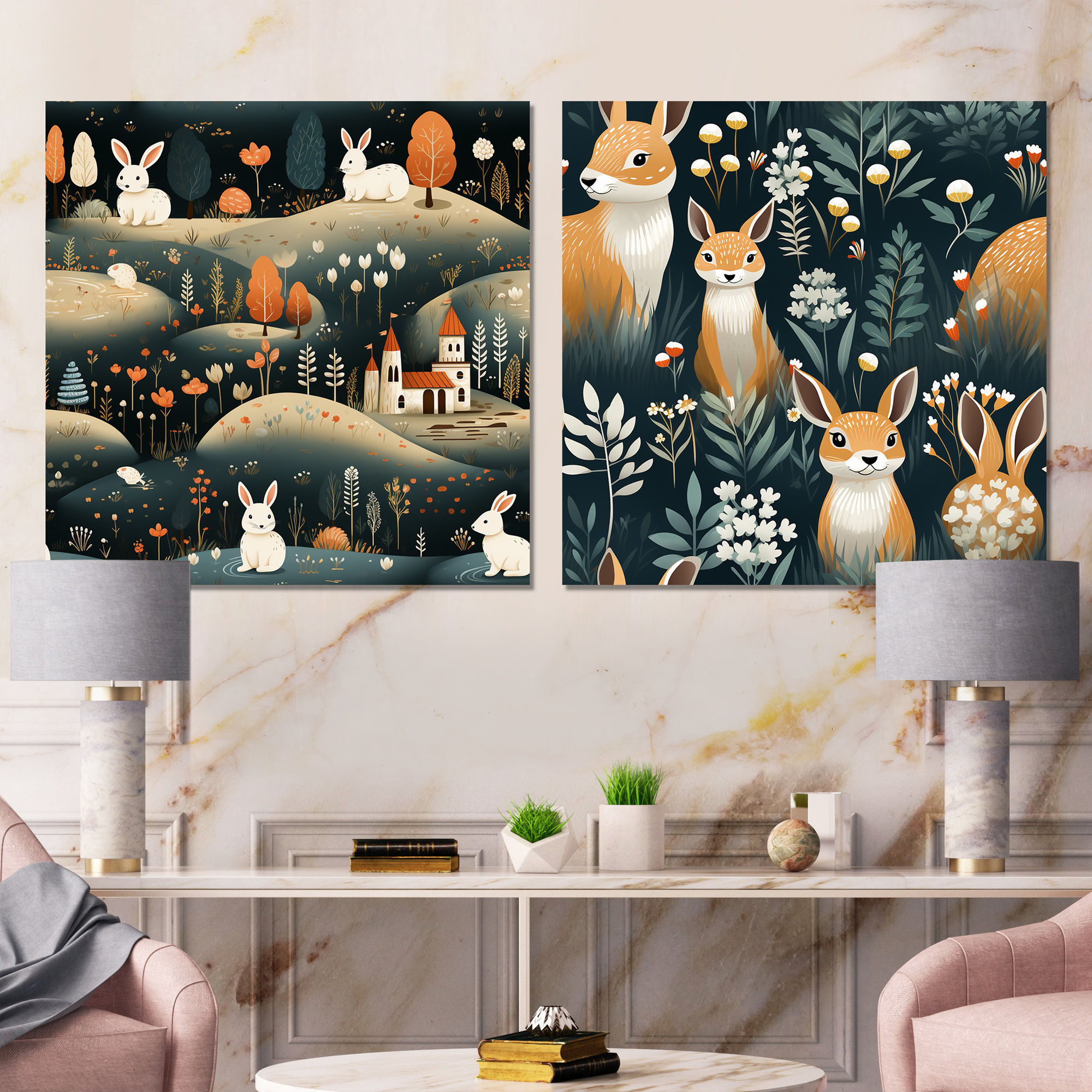 Millwood Pines Woodland Rabbit Journey II - Rabbit Metal Wall Art ...