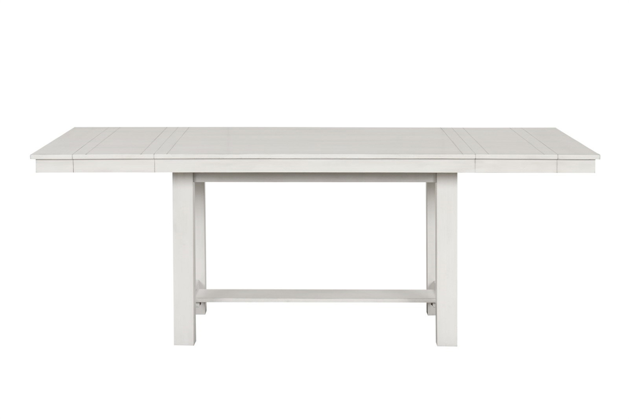 Hokku Designs Rustic White Oak Dining Table W Leaves Block Trestle Base 1Pc Table Dining Room ...