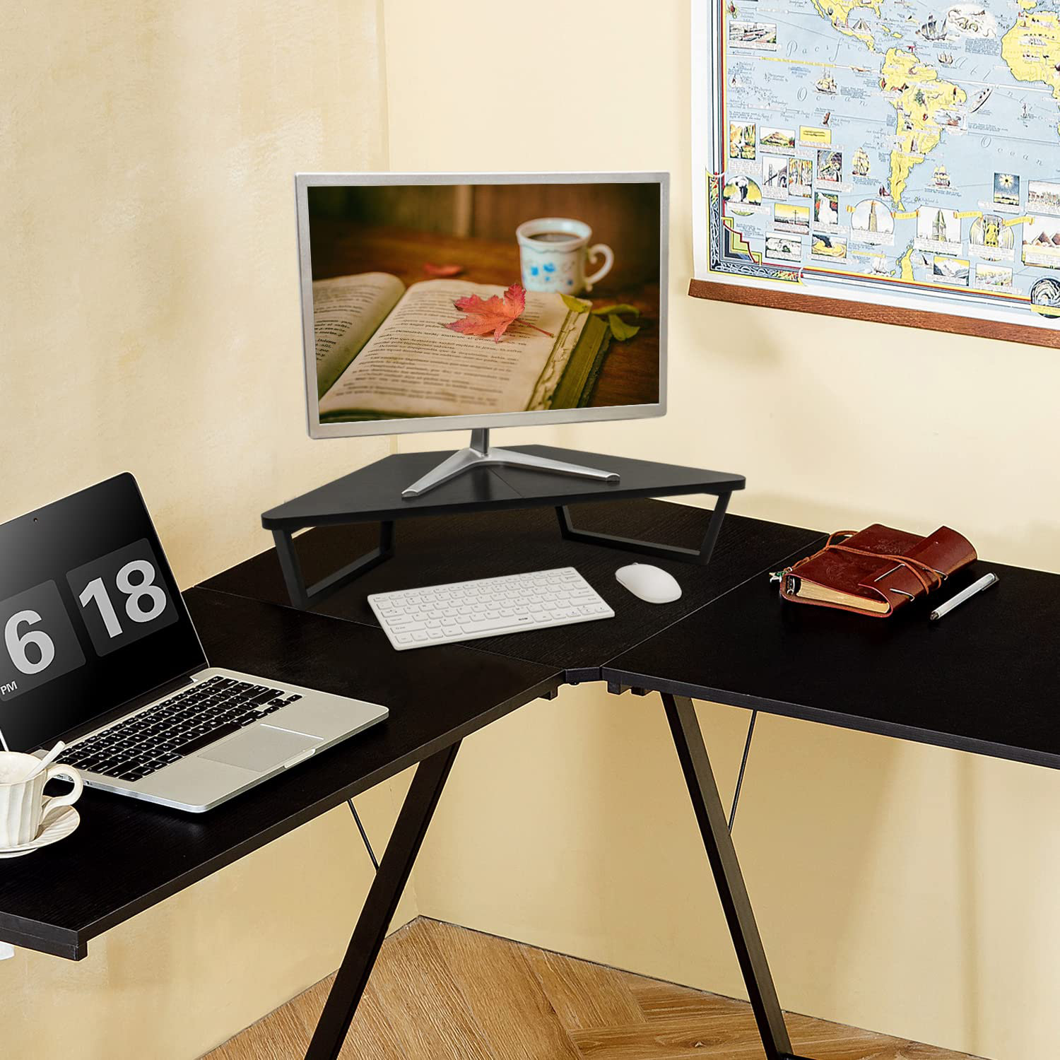 Latitude Run® 26" Triangle Monitor Stand With Metal Feet, Wooden ...