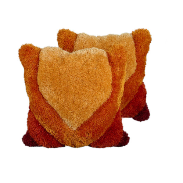 MDA RUG IMPORTS Mateos Collection Orange Geometric Shag Pillow, Orange ...