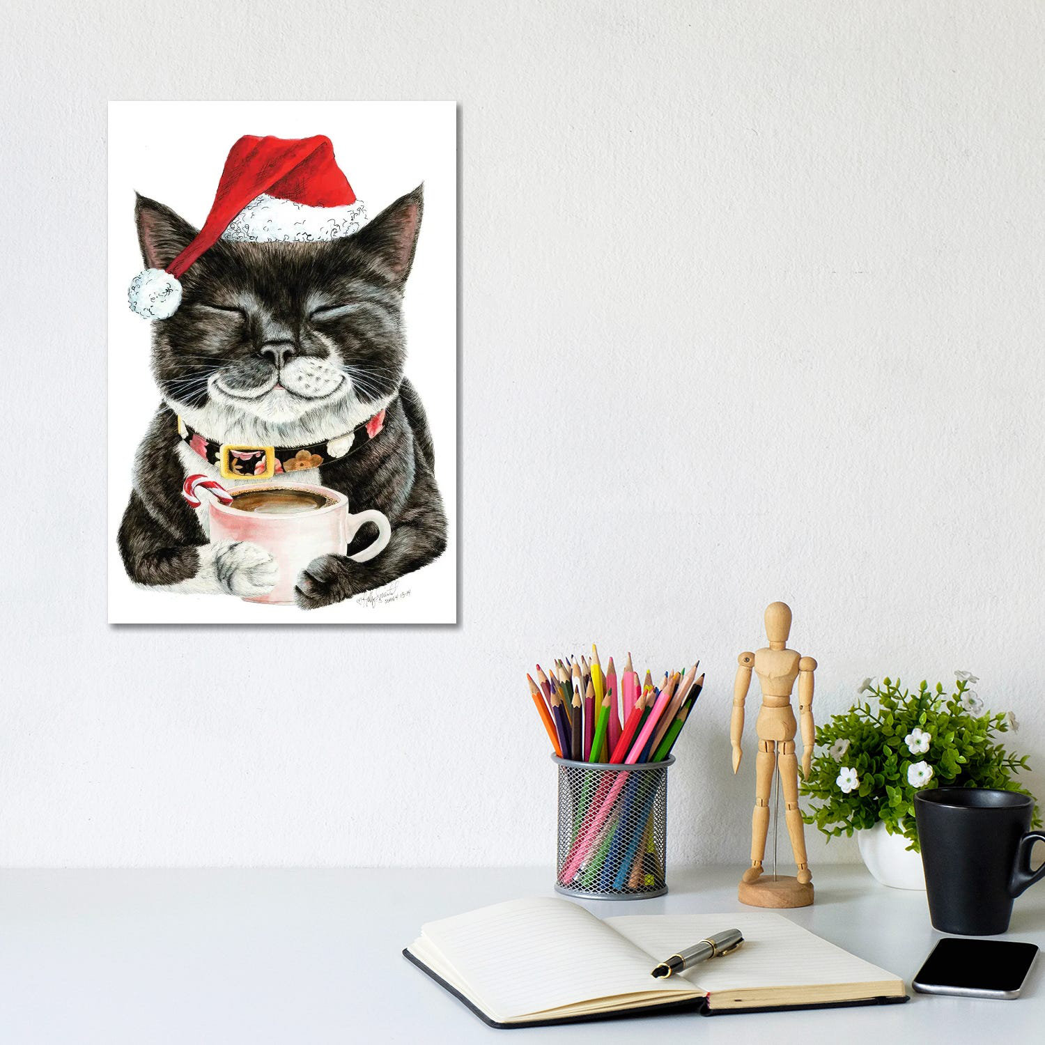 The Seasonal Aisle Purrfect Morning Christmas - Wrapped Canvas Painting ...
