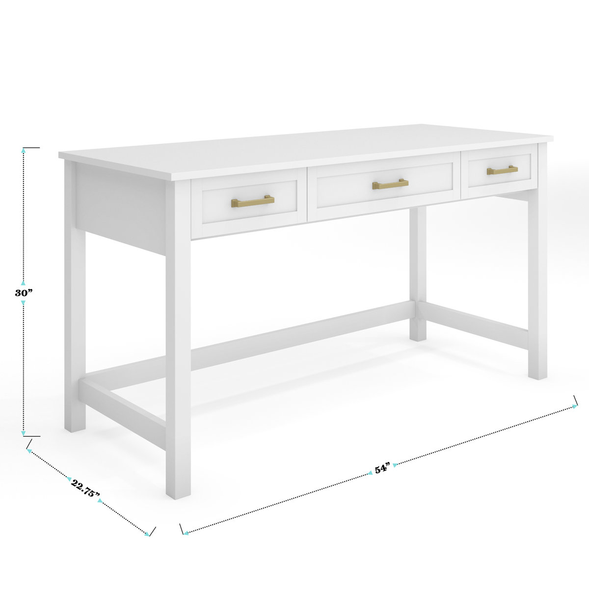 Martha Stewart Hutton Shaker Style Home Office Desk With 3 Drawers ...