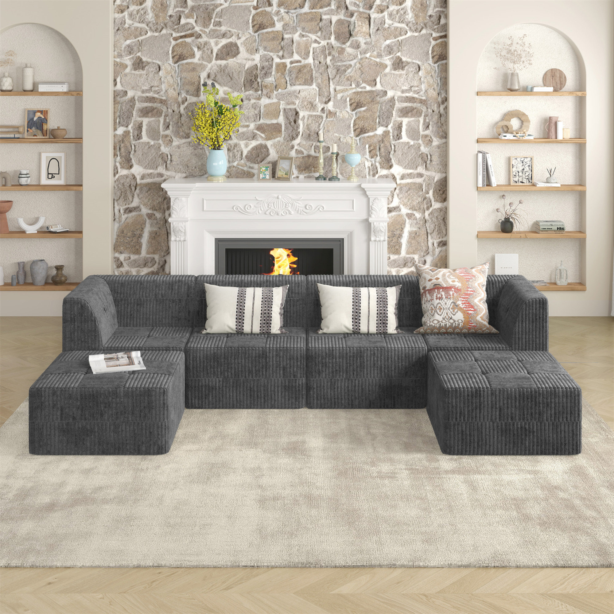 Latitude Run® U Shape Modular Sectional Sofa, Compressed Sectional Sofa ...