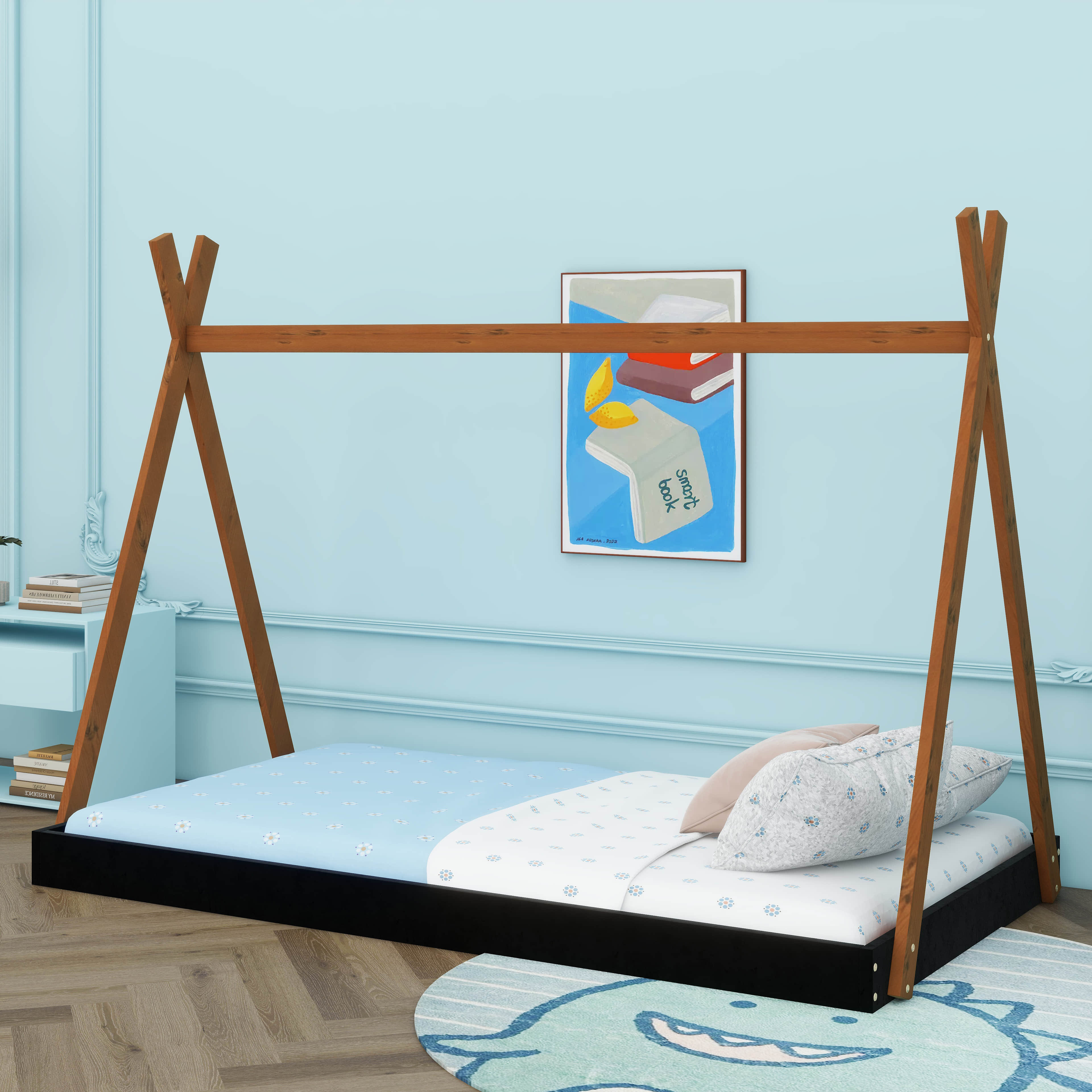 Redwood Rover Twin-Sized Floor Bed In A Tent Design, Featuring A ...