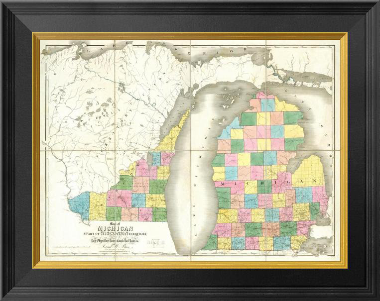 Global Gallery Map of Michigan and Part of Wisconsin Territory, 1839 by ...