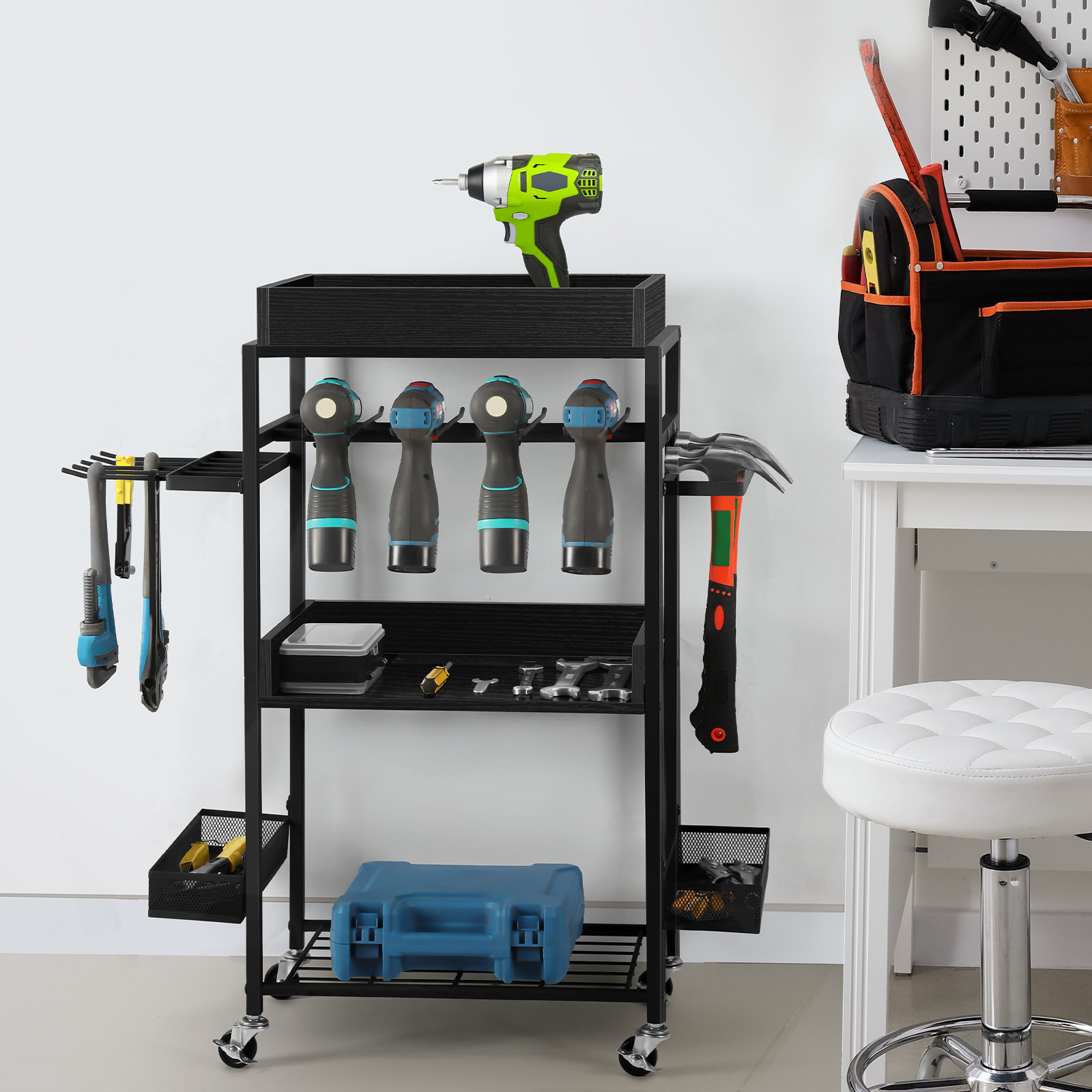 Haitral Wall Mounted Power Tool Organizer With Plug Wayfair Canada