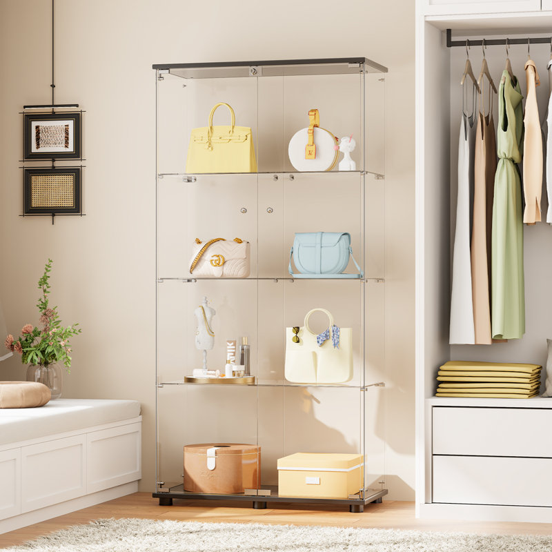 Wrought Studio™ Modern 4-Tier Glass Display Stand – 64" Curio Cabinet ...