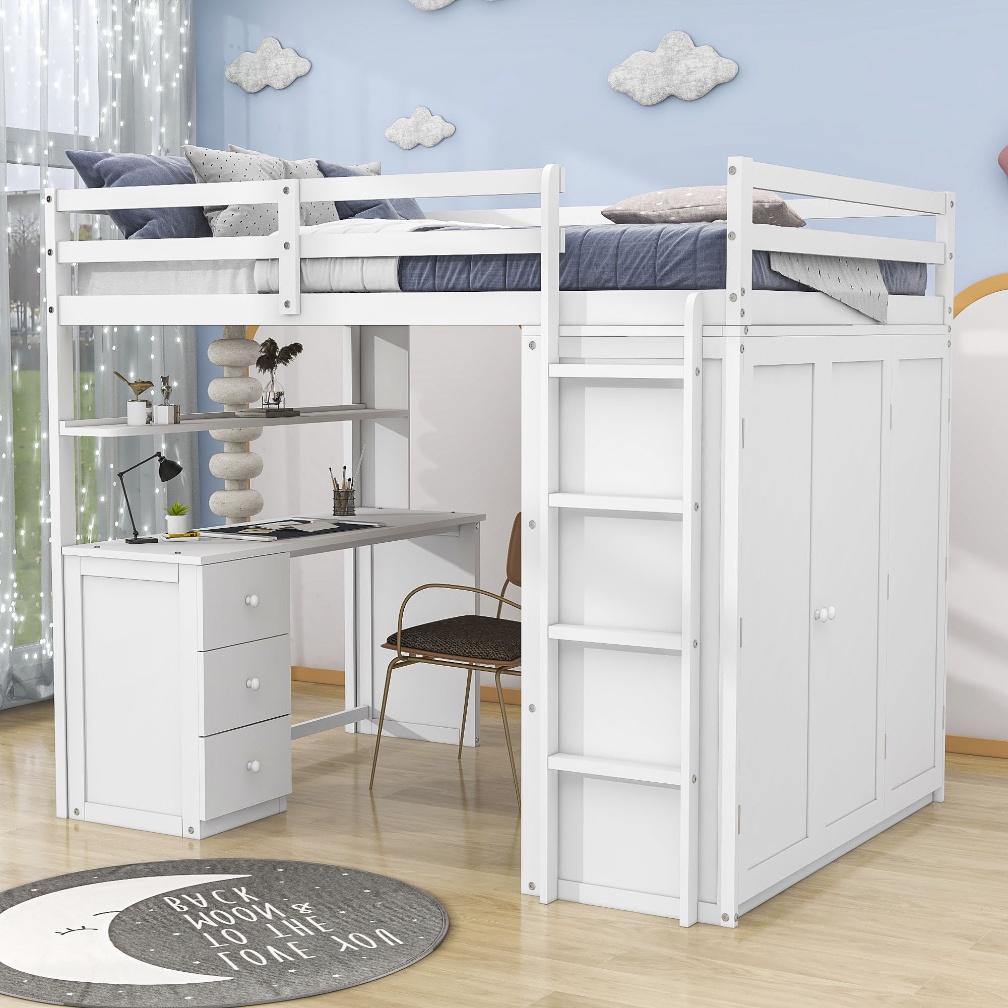 Harriet Bee Henness Full 3 Drawer Loft Bed with Built-in-Desk - Wayfair ...