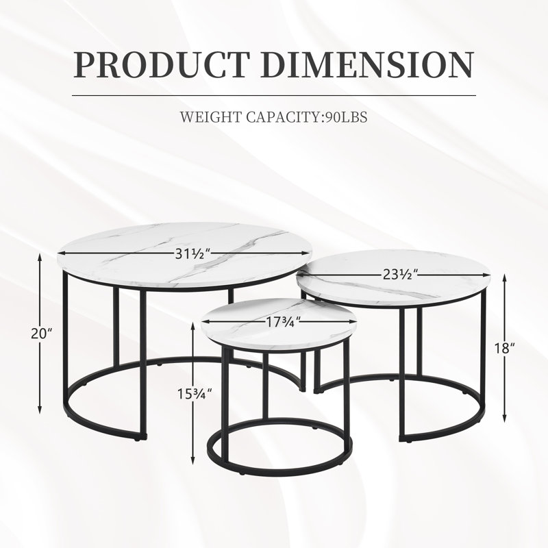Ivy Bronx Modern Nesting Round Coffee Table (Set of 3) & Reviews | Wayfair