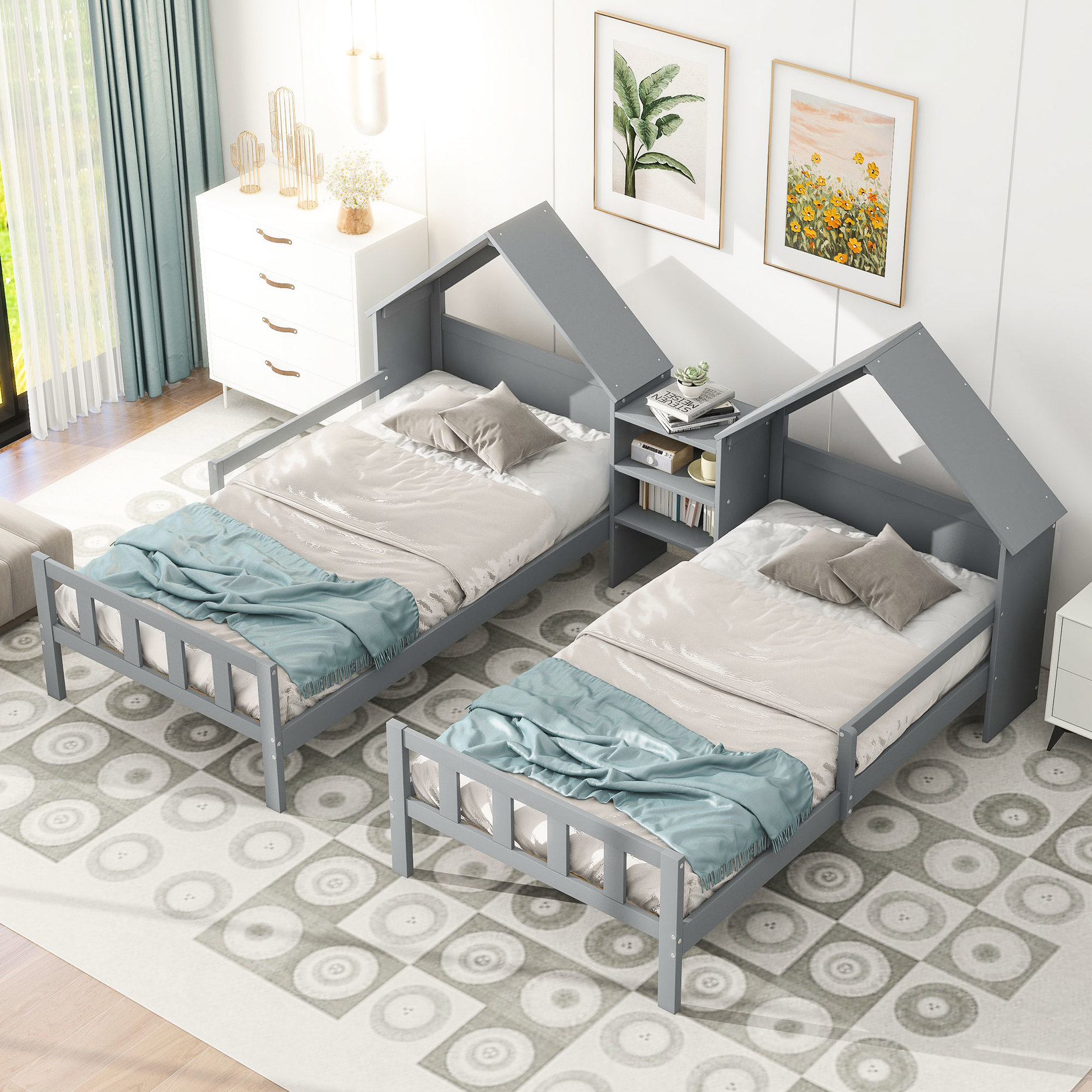 Harper Orchard Grey Twin Platform Bed With House-shaped Accent ...