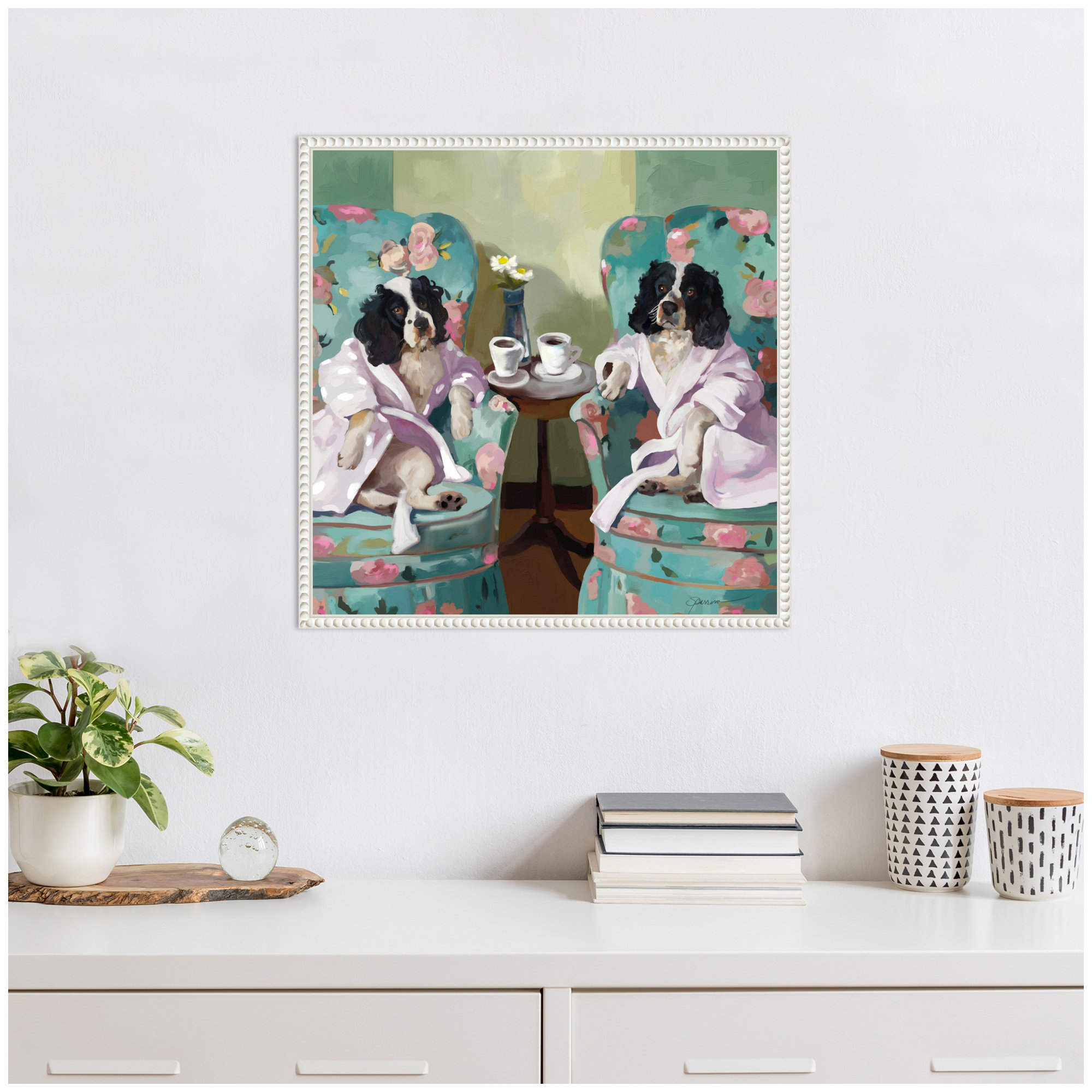 Winston Porter Ugaddan Coffee Hour by Bartram Framed Canvas Wall Art Print | Wayfair