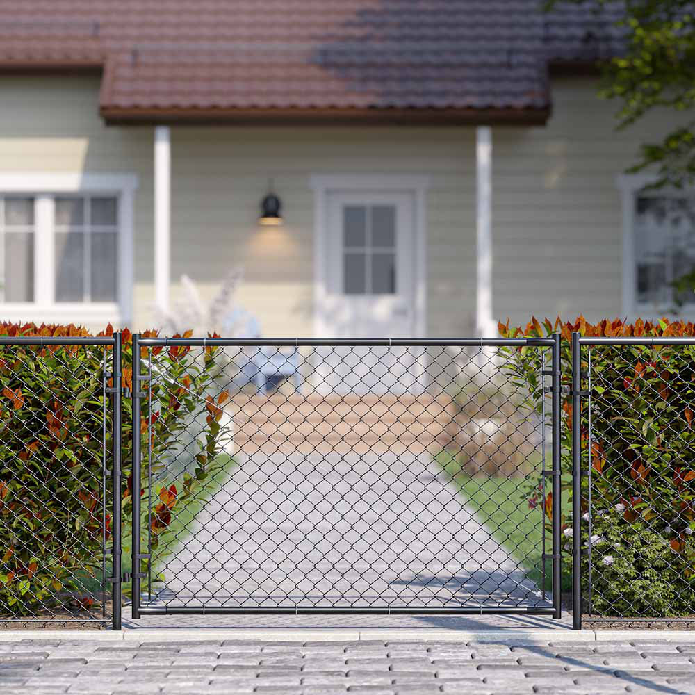 SINOFURN Adjustable Chain Link Walk Gate Kit with Round Corner Frame ...