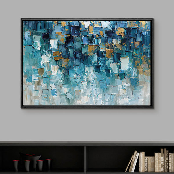 wall26 " Textured Effect Teal Abstract Geometric Blue Tones Shapes ...