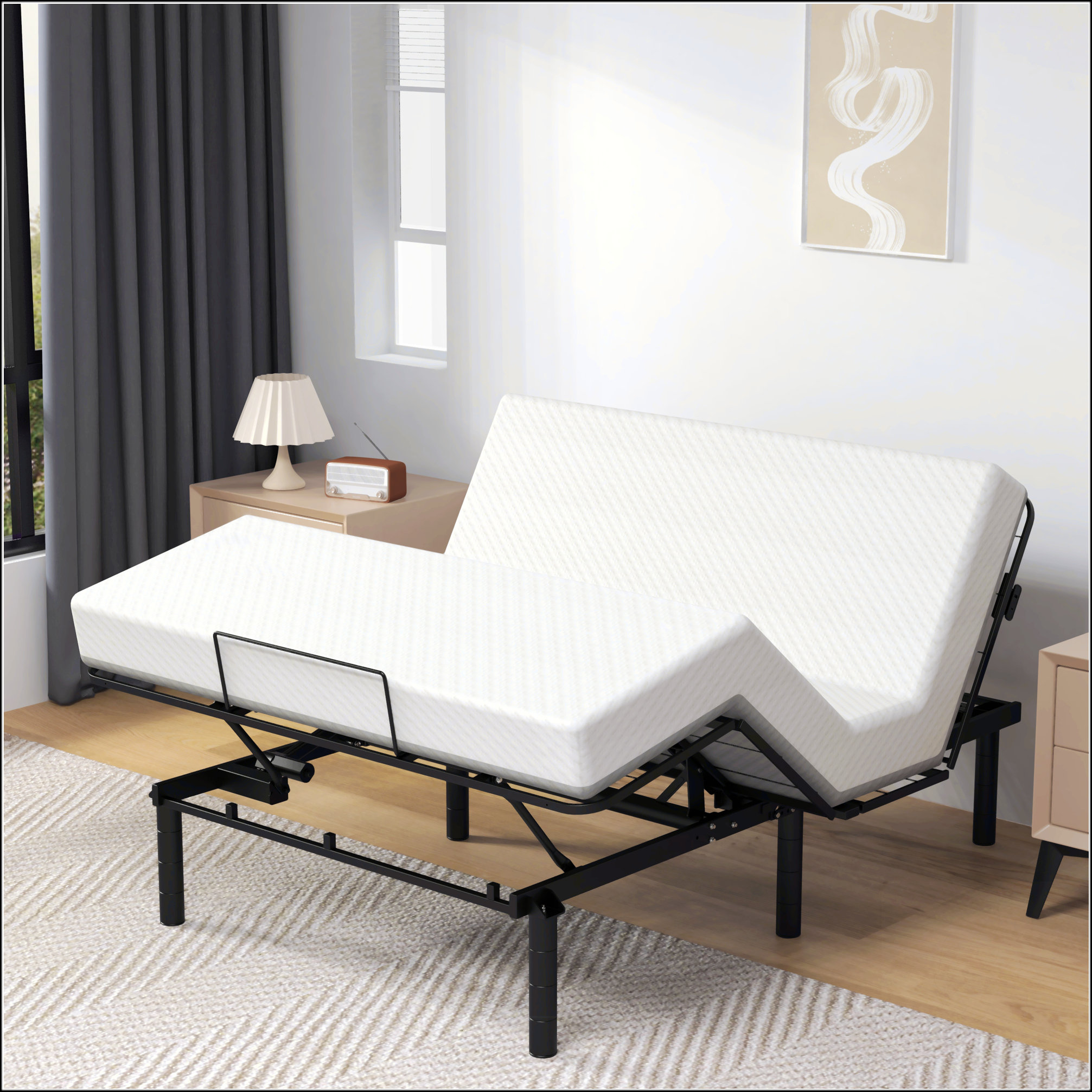 Latitude Run® Zero-Clearance Adjustable Bed Base Frame Head And Foot ...