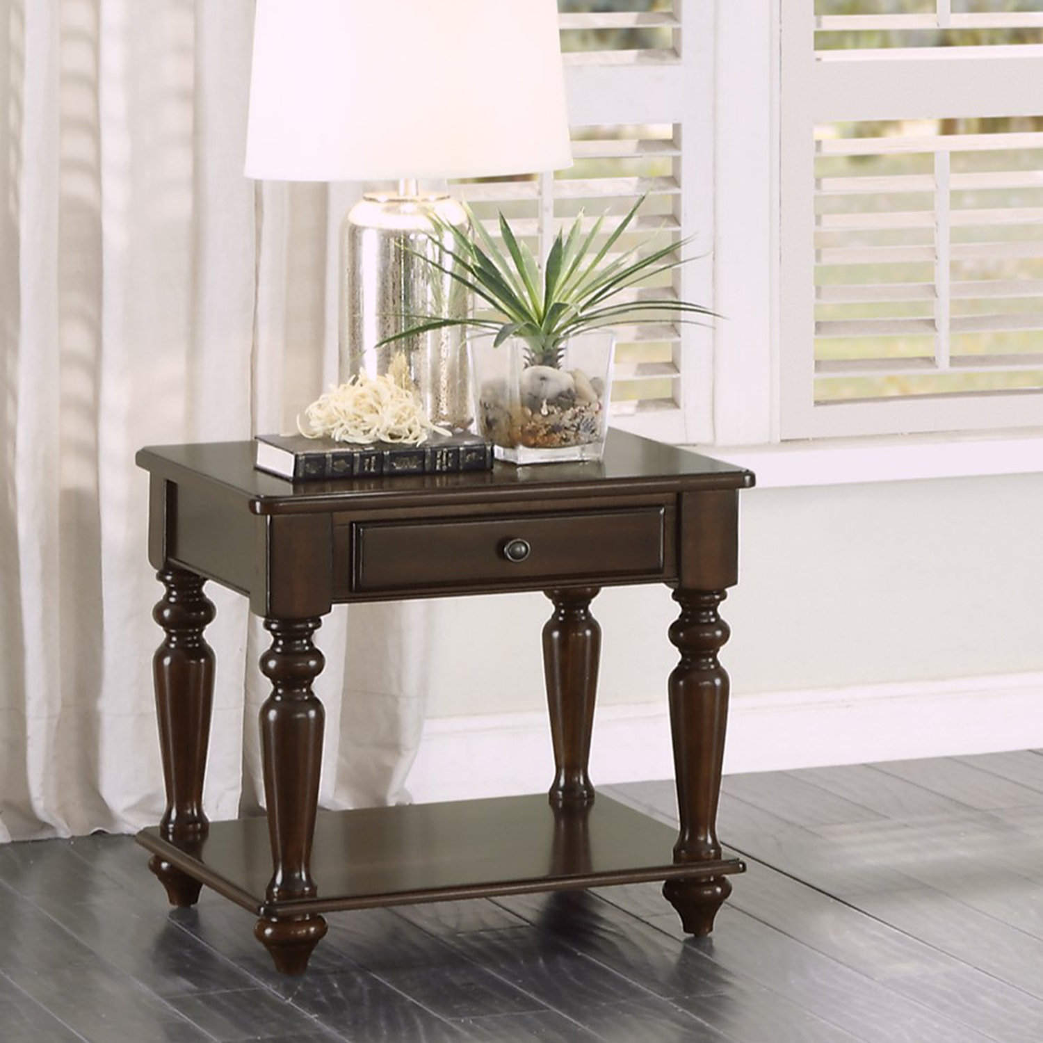 Wildon Home® Modern Traditional Style End Table with Drawer and Bottom ...