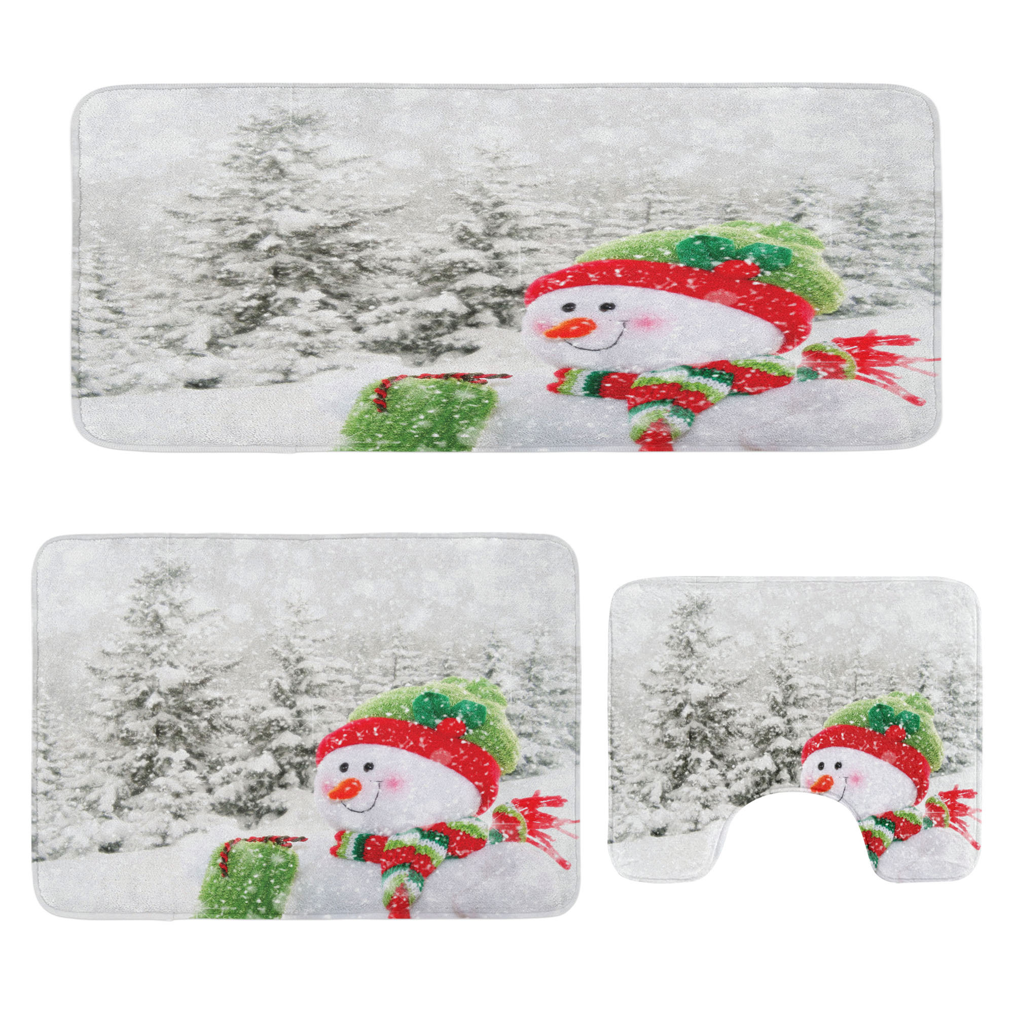 The Holiday Aisle® Christmas Bathroom Rug Set 3 Pieces U-Shape ...