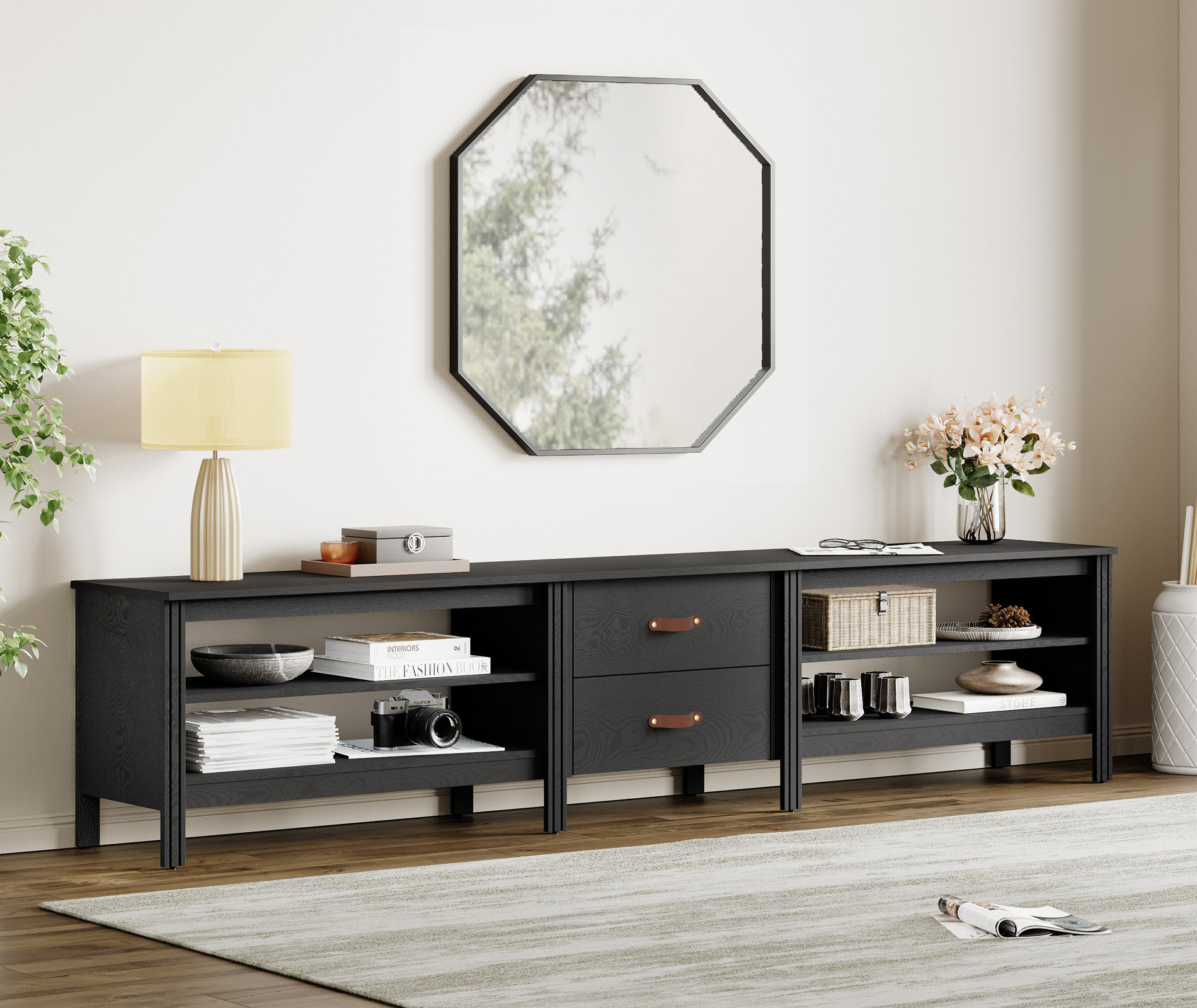 Lark Manor™ Ashae WAMPAT Farmhouse TV Stand For 85 Inch TV & Reviews ...