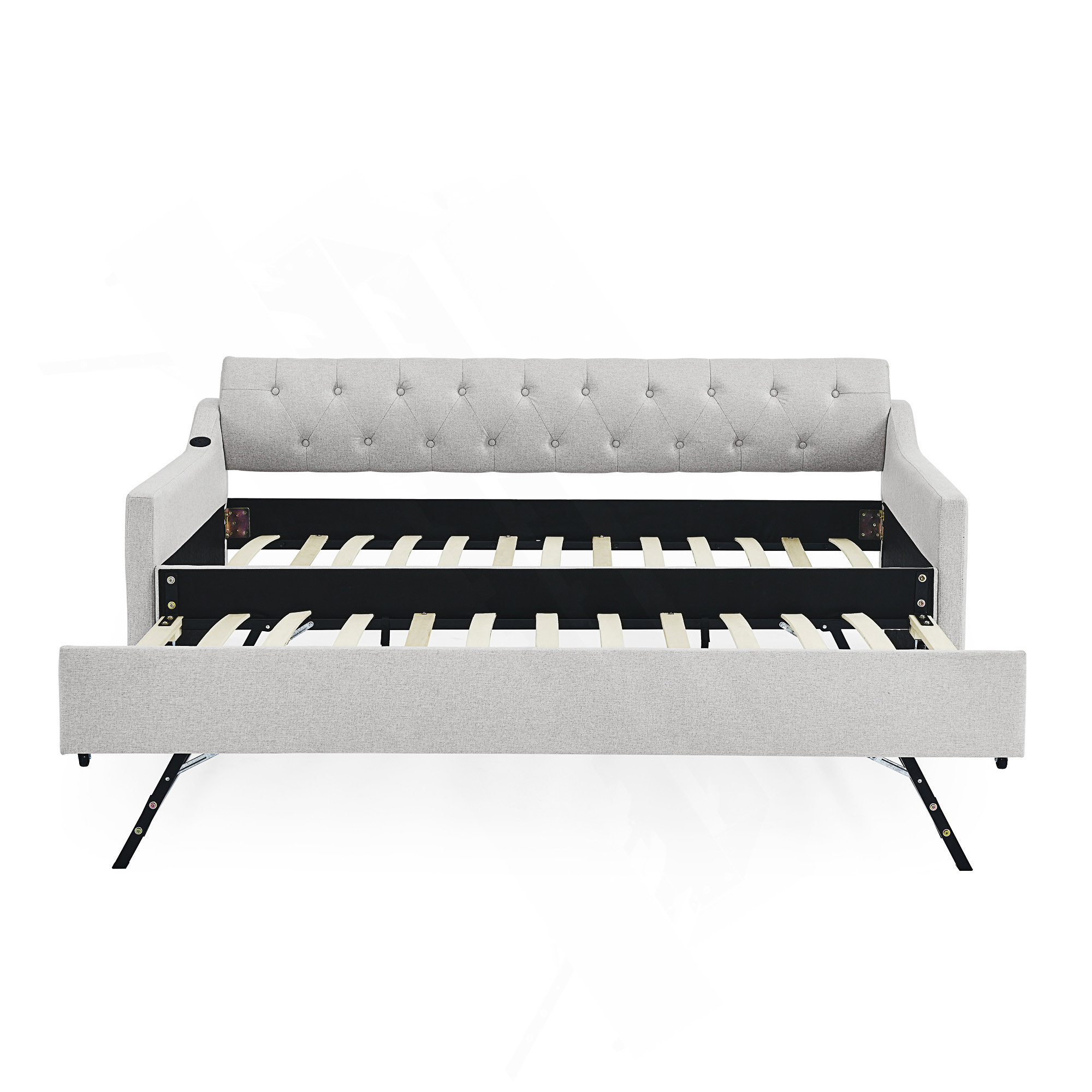 Red Barrel Studio® Twin Size Upholstery Daybed With Twin Size Erectable ...